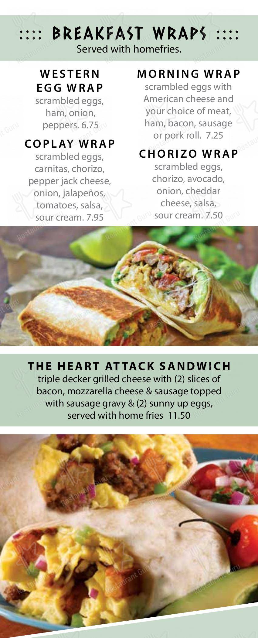 Menu at Coplay Eatery restaurant, Coplay
