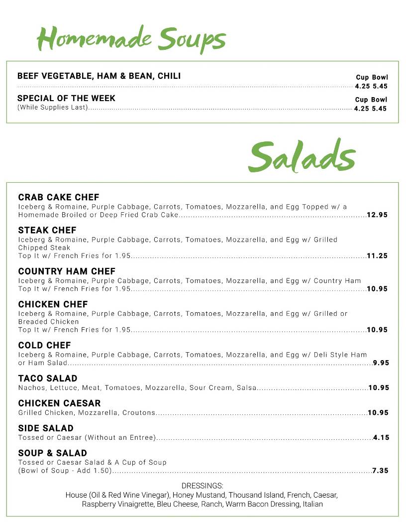 Menu at County Line Restaurant, Richfield