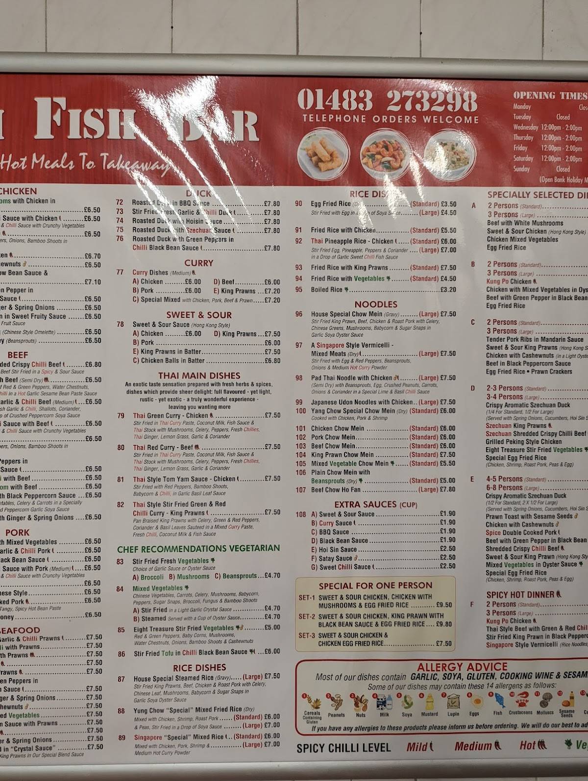 Menu at Cranleigh Fish Bar, Cranleigh