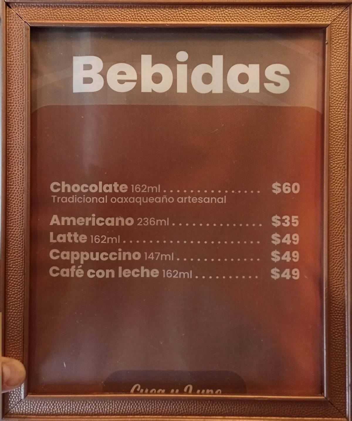 Carta del restaurante Cuca y Lupe, Guadalajara