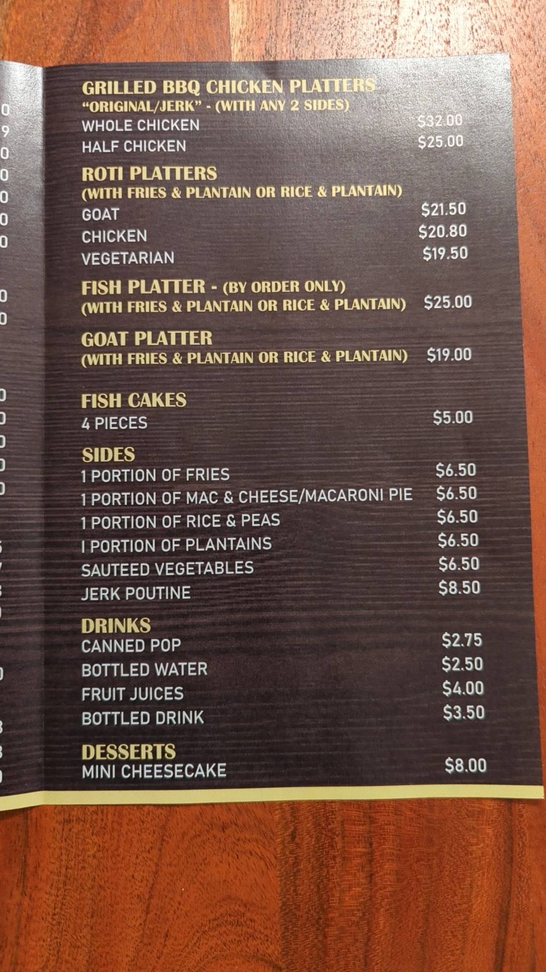 Menu at DA CHICKEN CRIBB restaurant, Ottawa