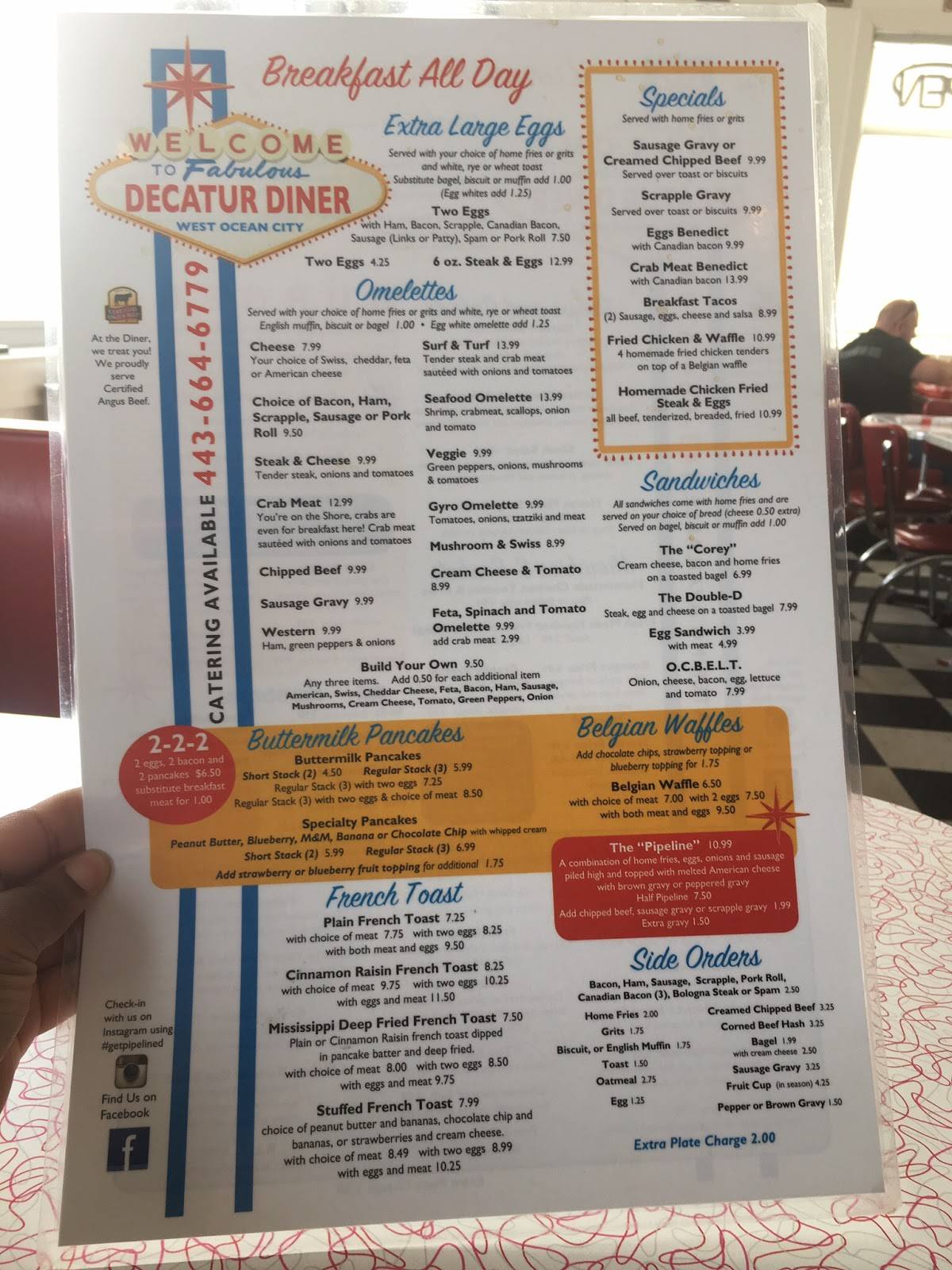 Menu at Decatur Diner restaurant, West Ocean City