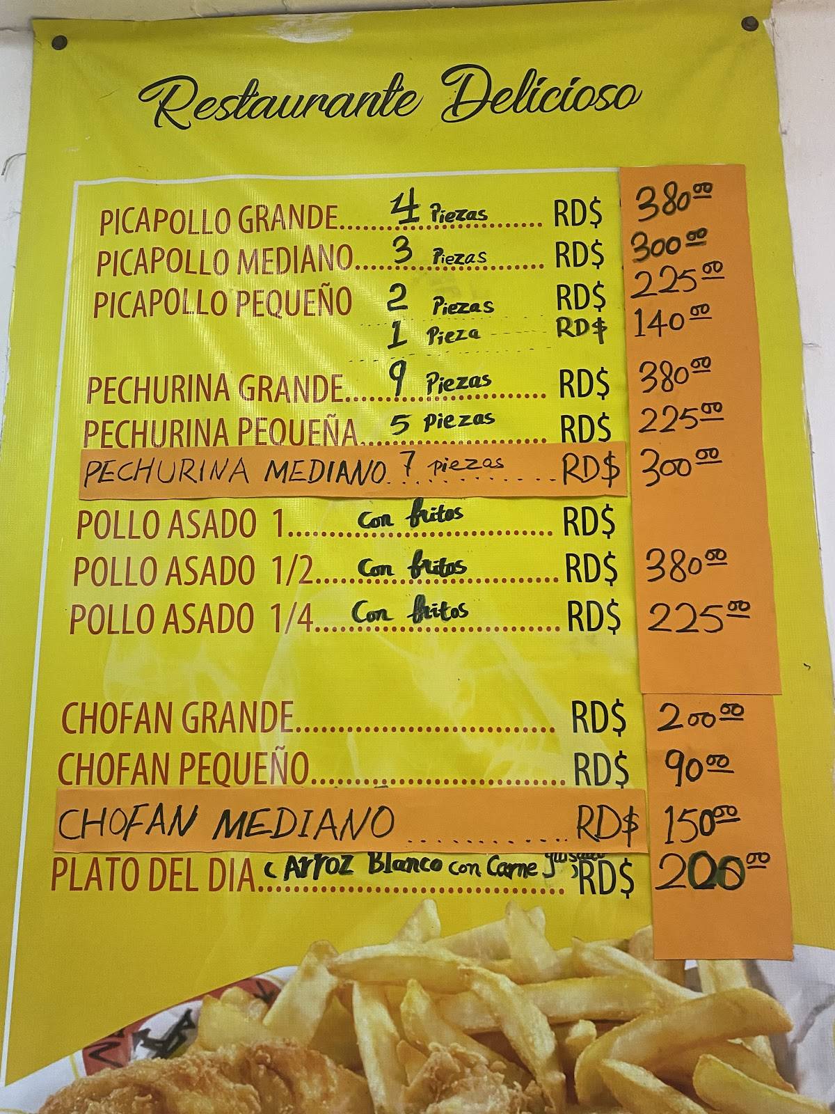 Menu at Restaurant Delicioso Chinese food, Punta Cana