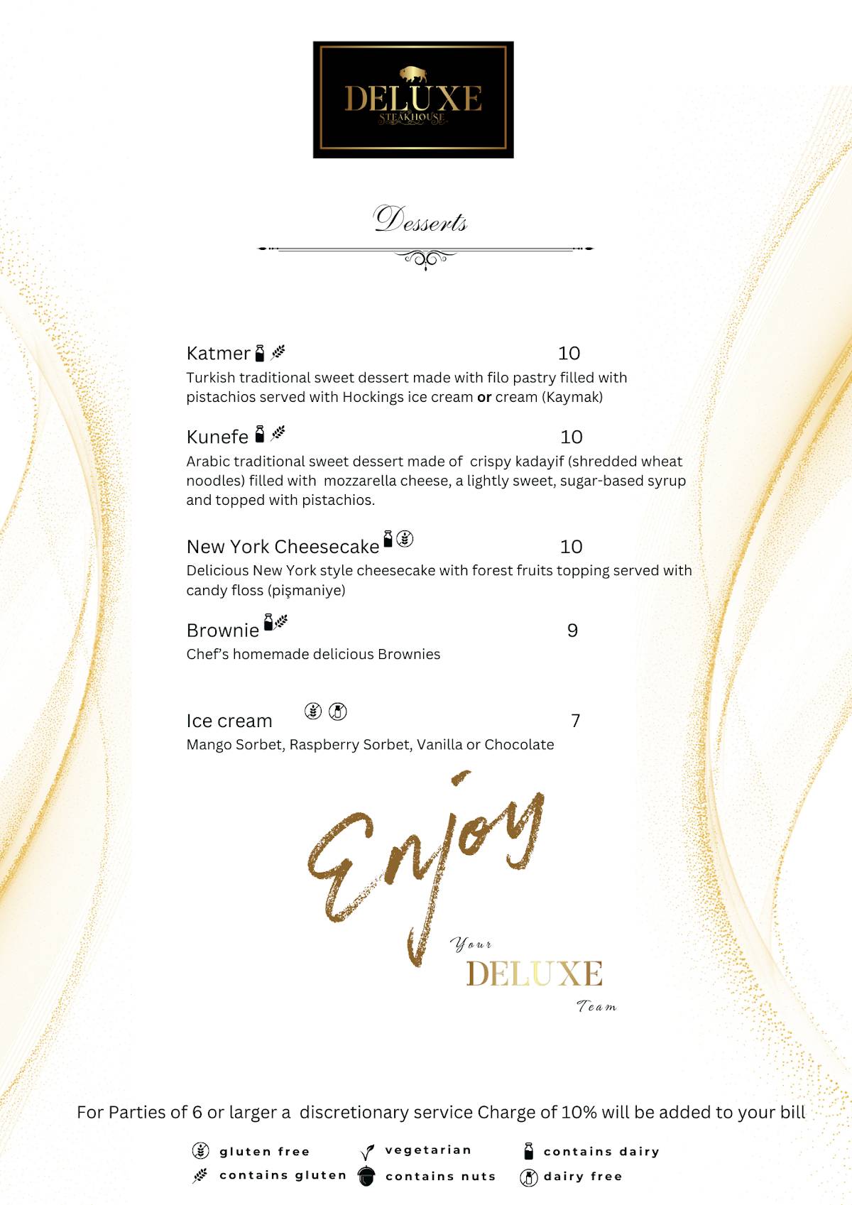 Menu at Deluxe Steakhouse Bideford, Bideford