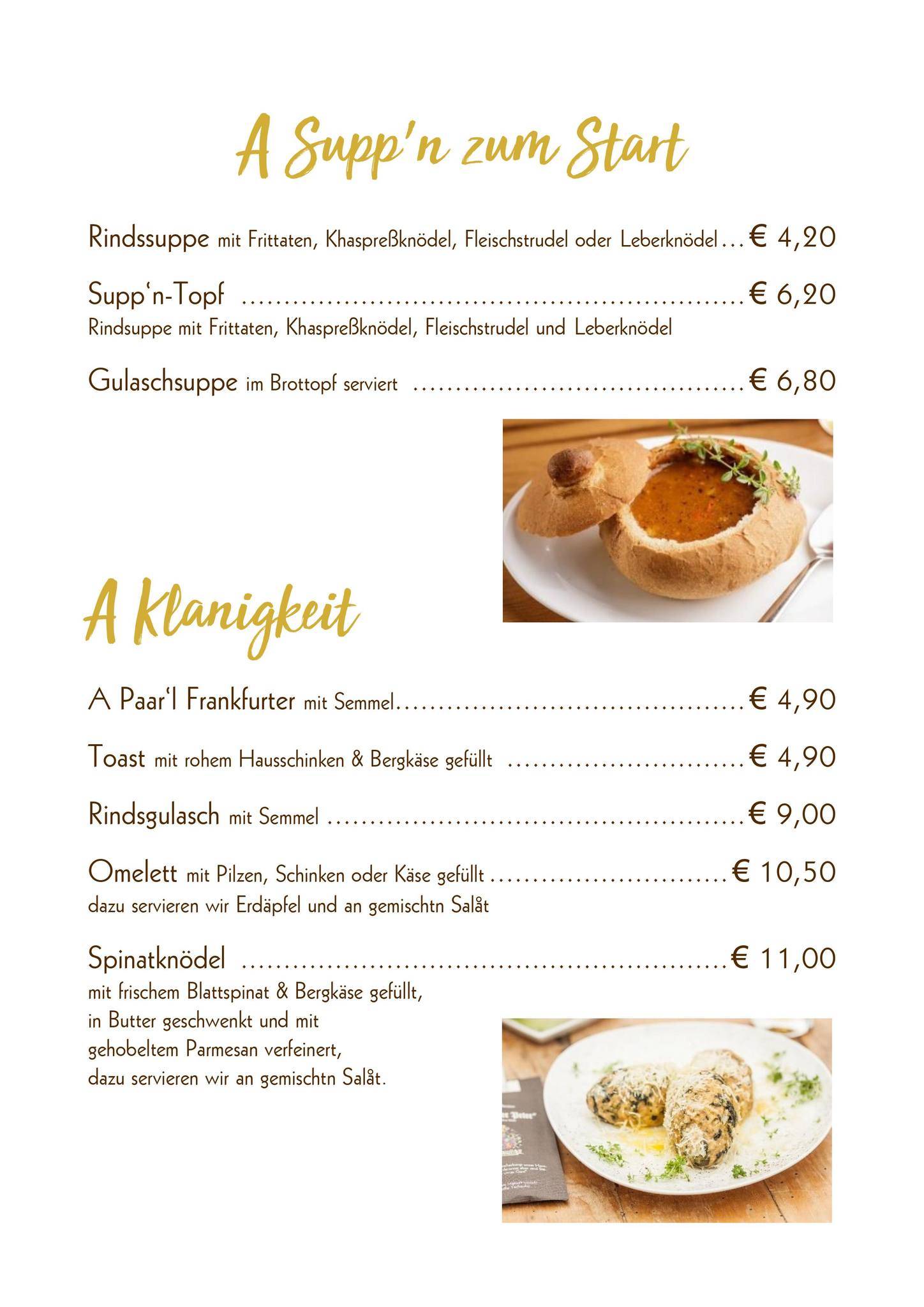 Speisekarte von Deutscher Peter restaurant, Ferlach