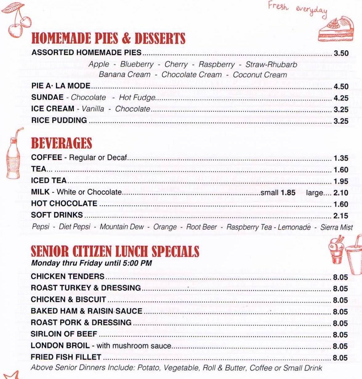 Menu at Dobb's Country Kitchen restaurant, Hallstead