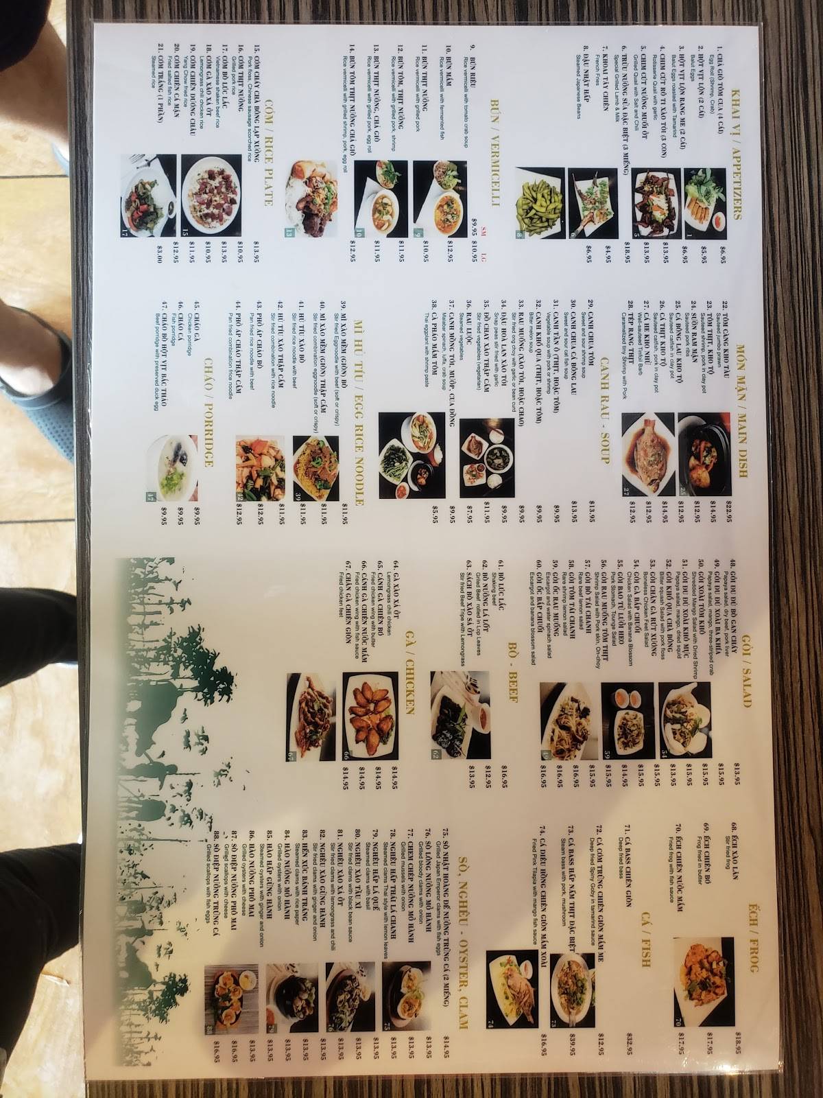Menu at Dong Que Restaurant, San Jose, 2852 Alum Rock Ave