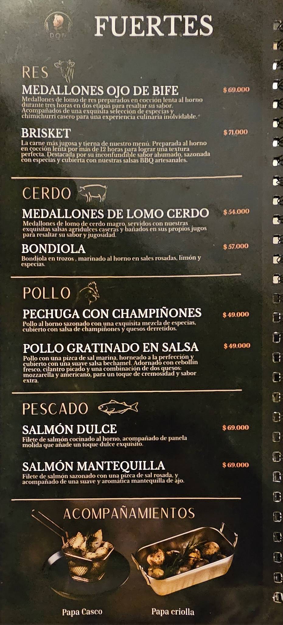 Carta de El Don Restaurantes, Bogotá