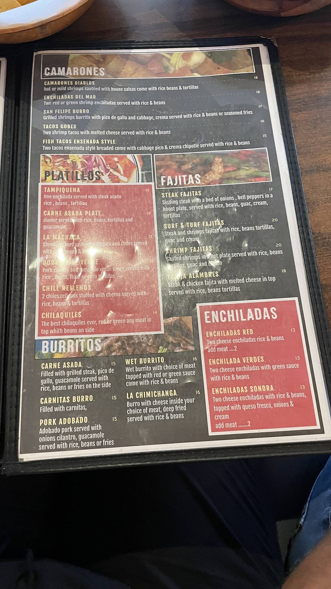 Carta de El Sarape Restaurant, Parker