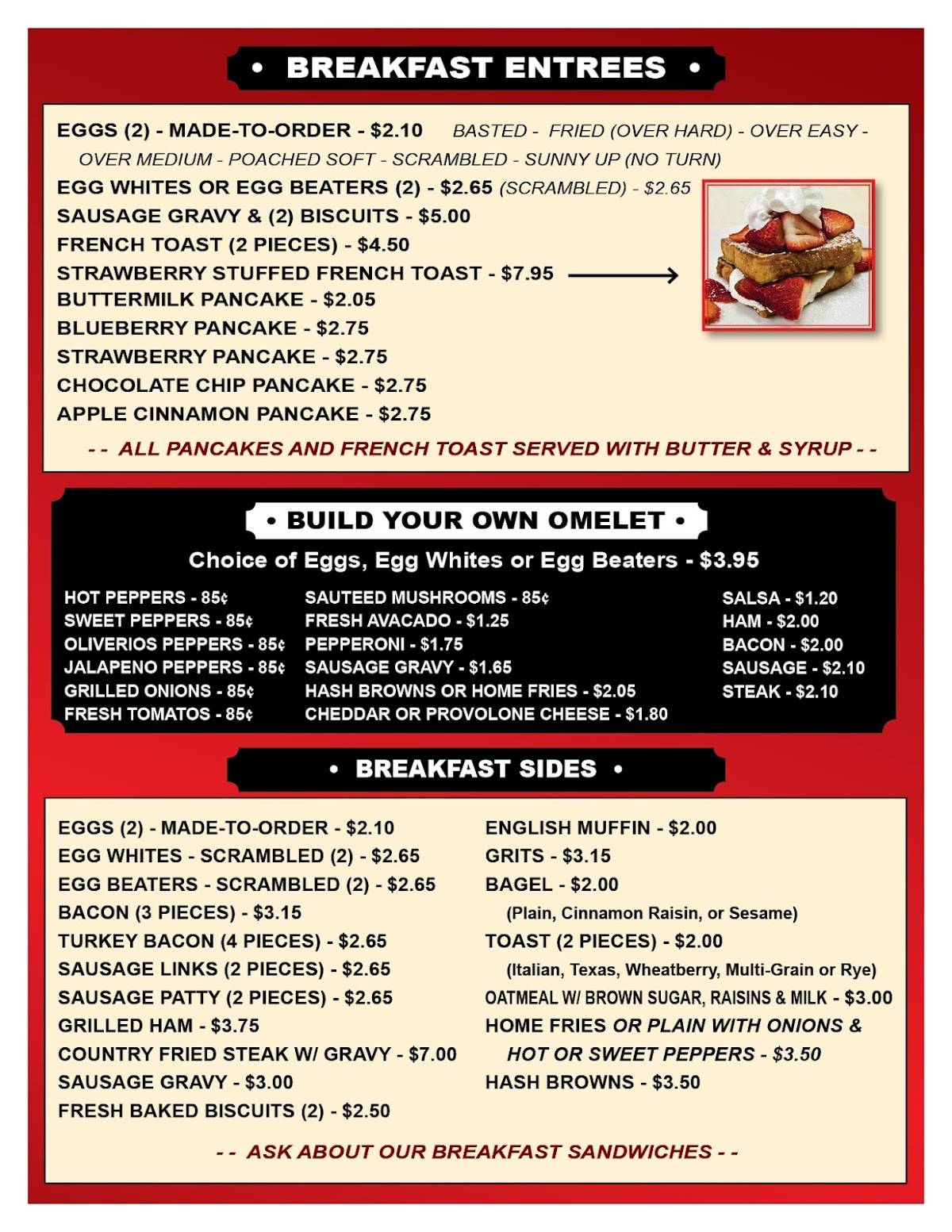 Menu at FOP restaurant, Nutter Fort