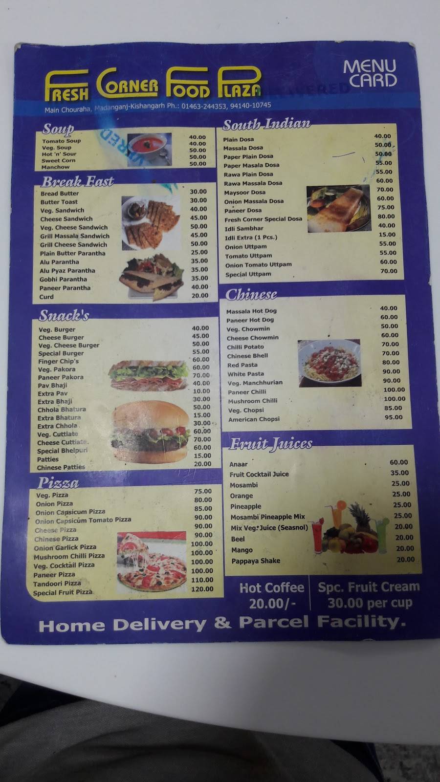 Menu at FRESH CORNER, Kishangarh