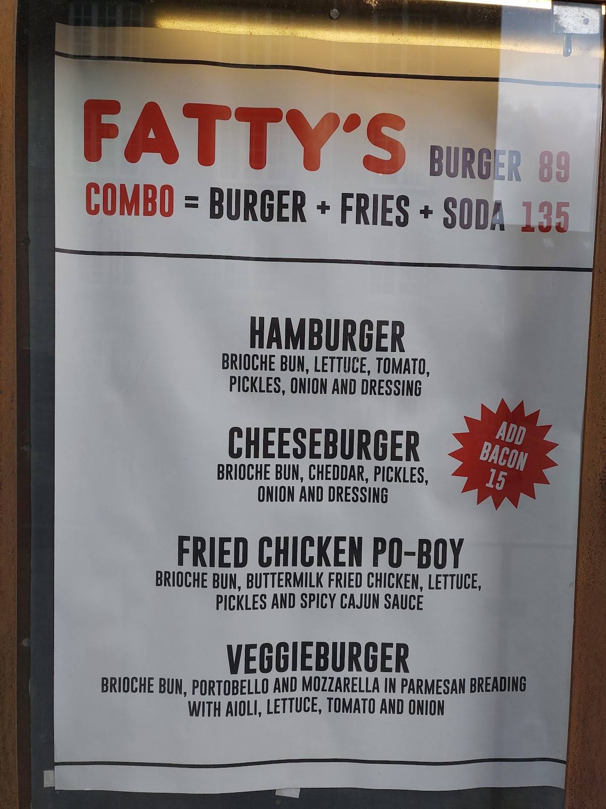 Menu at Fatty’s restaurant, Copenhagen