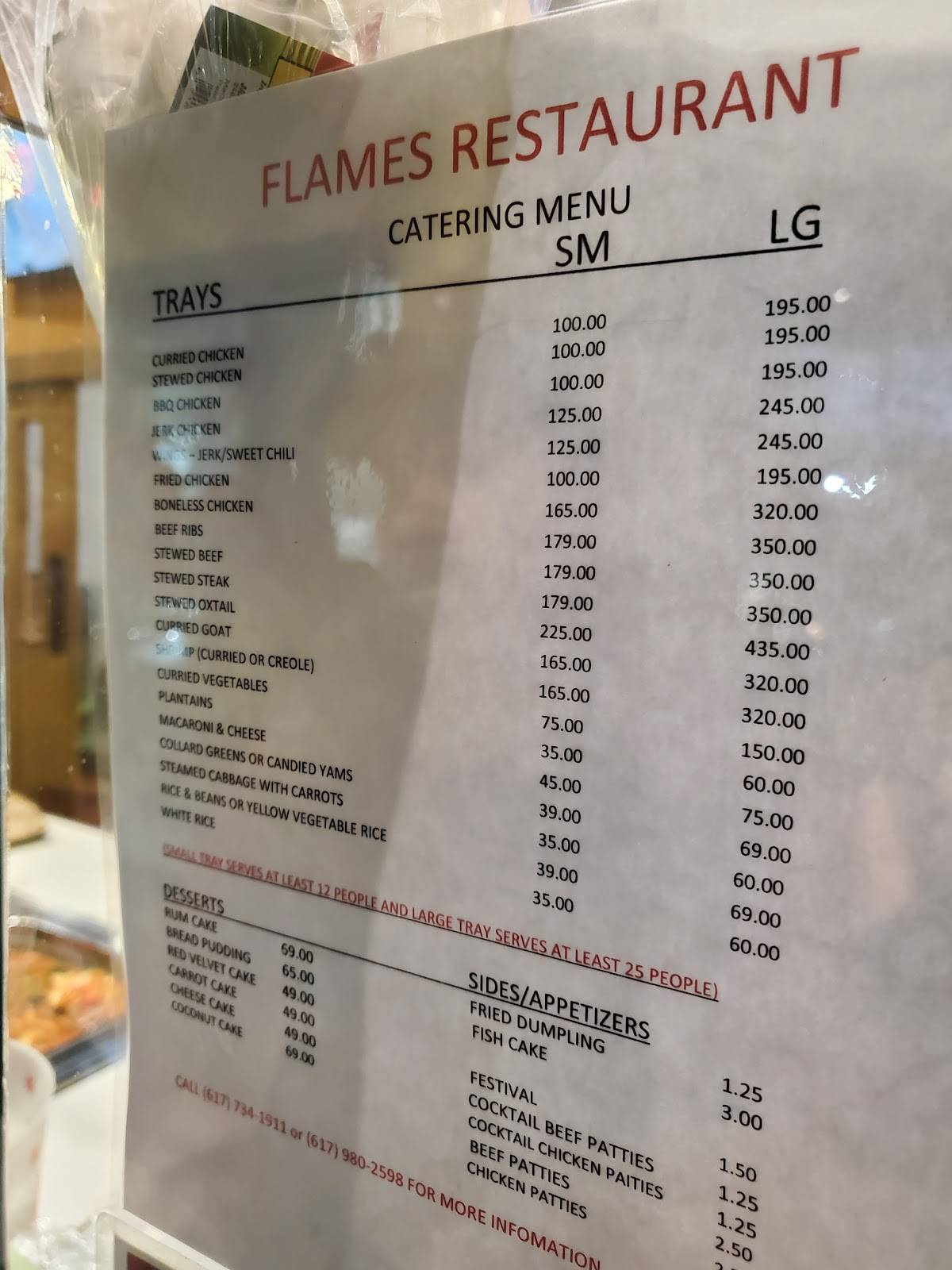 Menu at Flames Restaurant, Randolph