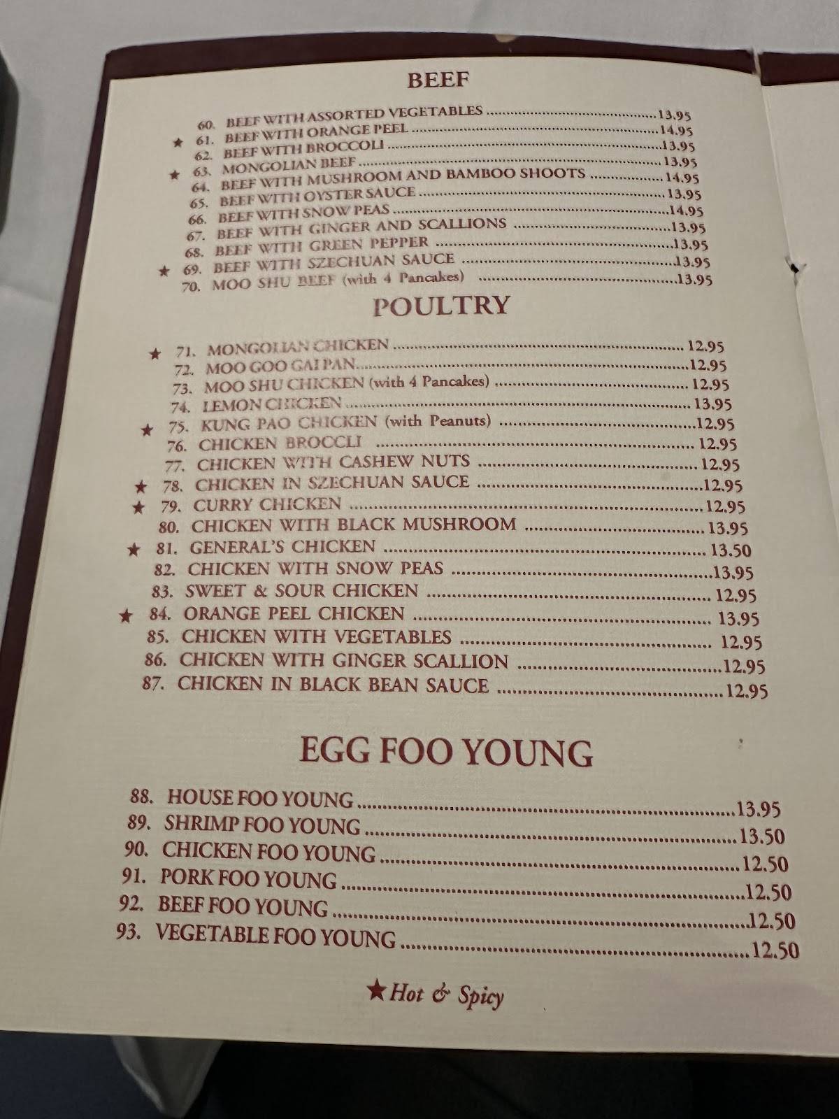 Menu at Fred's Szechuan Chinese Restaurant, Nevada City
