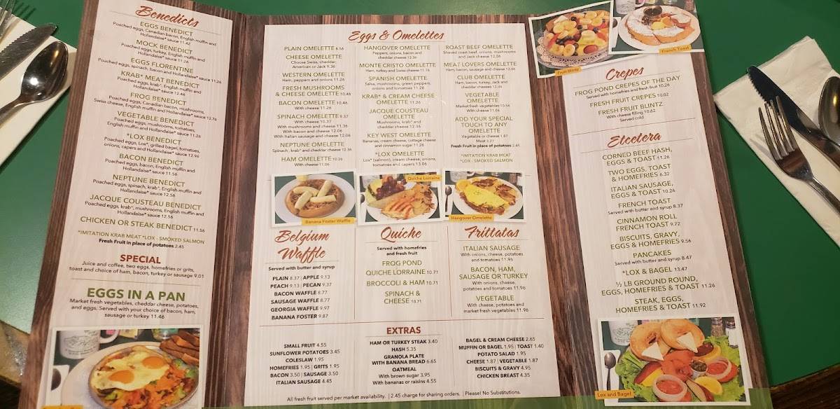 Menu at Frog Pond restaurant, North Redington Beach
