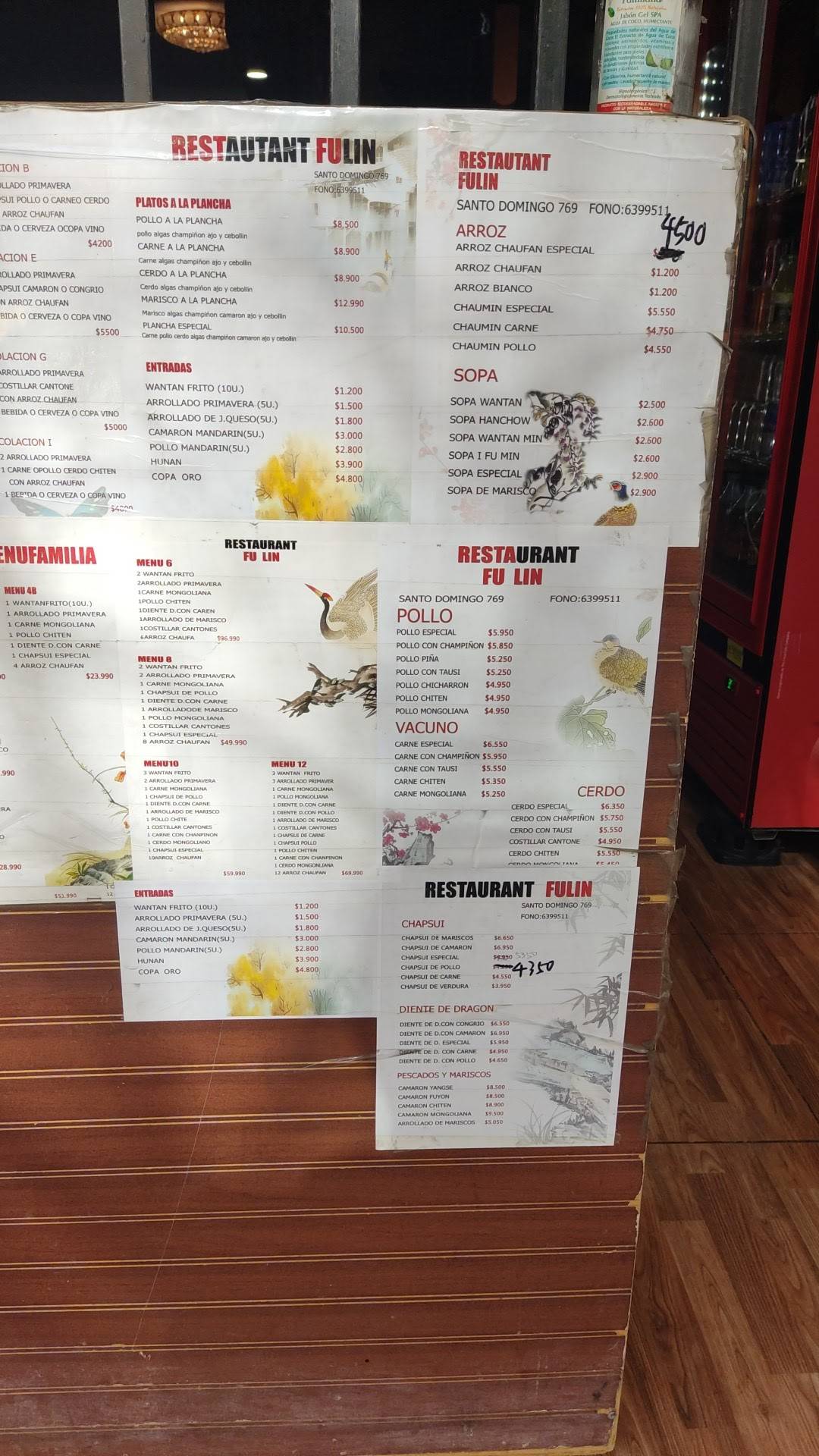 Menu at Restaurant Fu Lin, Santiago
