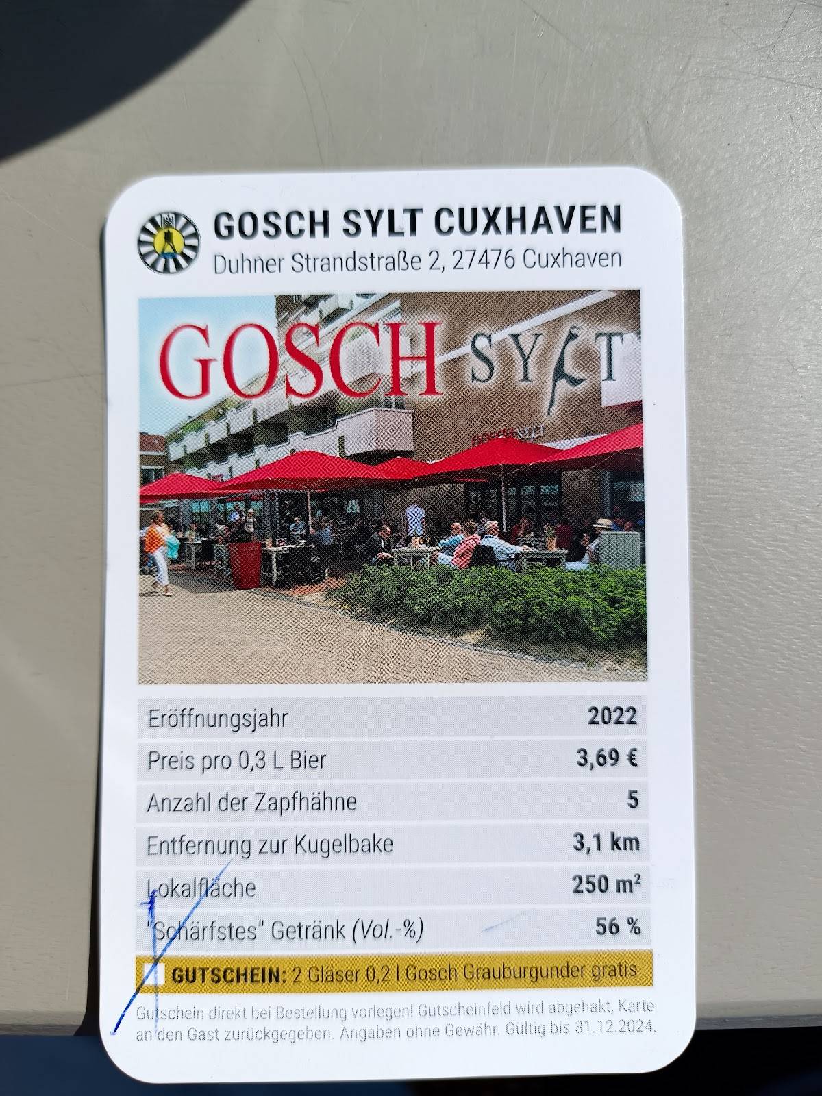 Speisekarte von GOSCH Cuxhaven restaurant, Cuxhaven