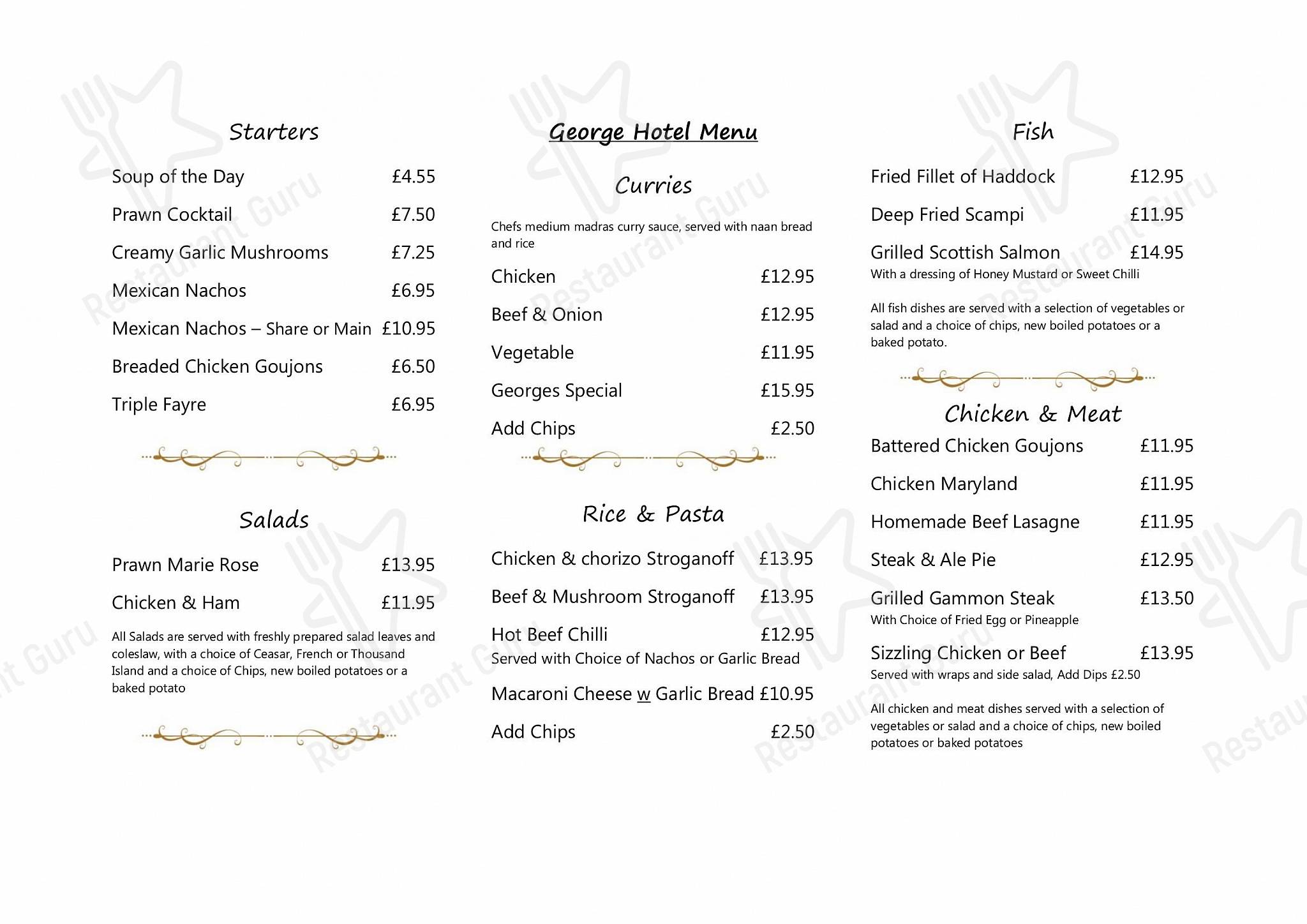 Menu at The George Hotel restaurant, Montrose