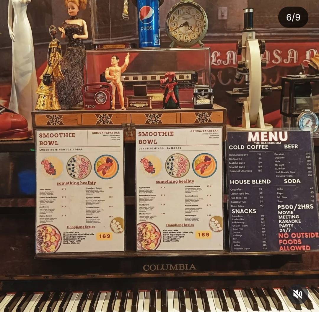 Menu at Gringa Tapaz Bar, Davao City