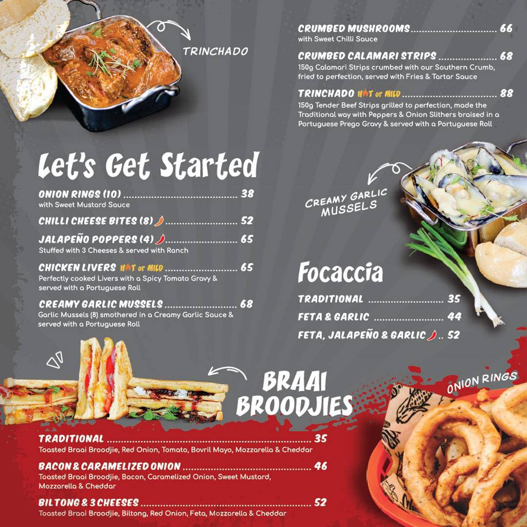 Menu at GrubHouse Diner restaurant, Trichardt