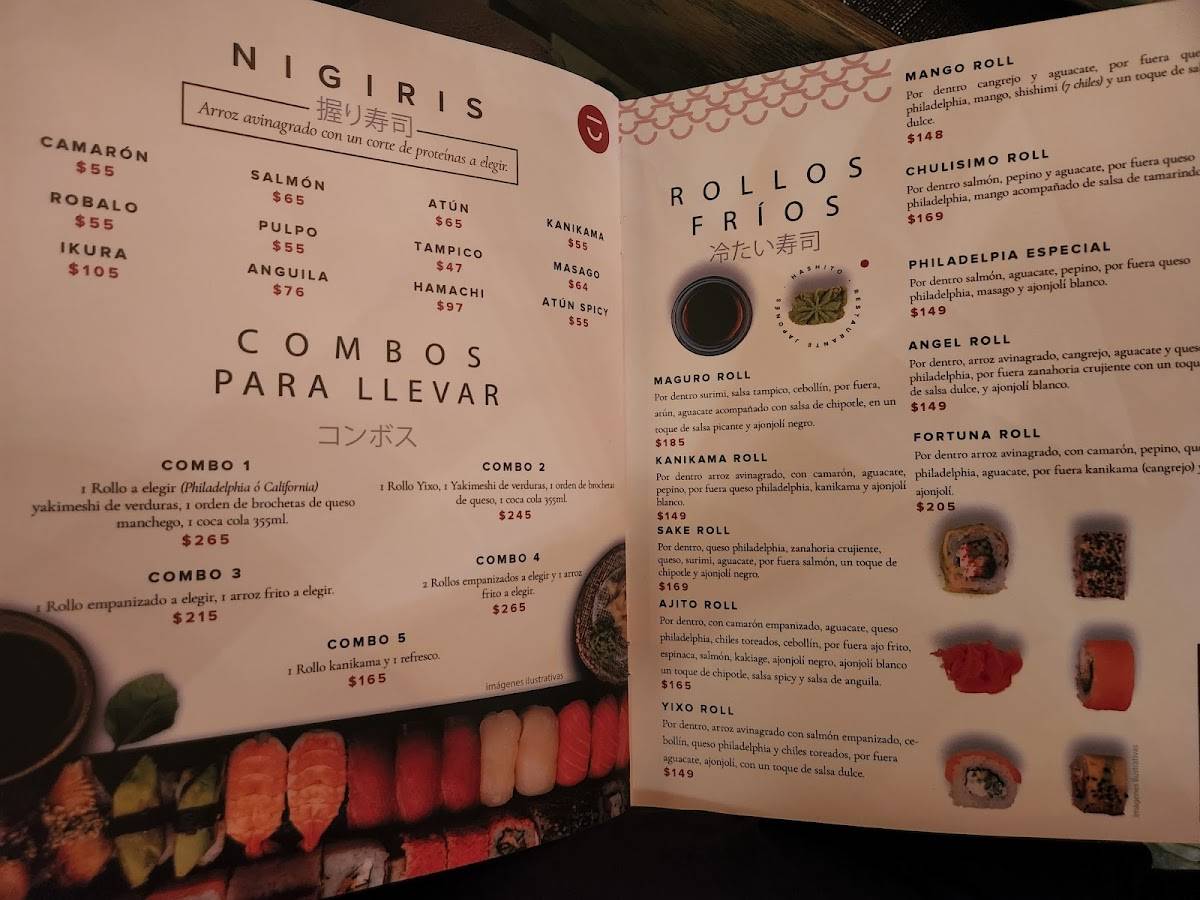 Menu at HASHITO restaurant, Monterrey, Carr Nacional 5500