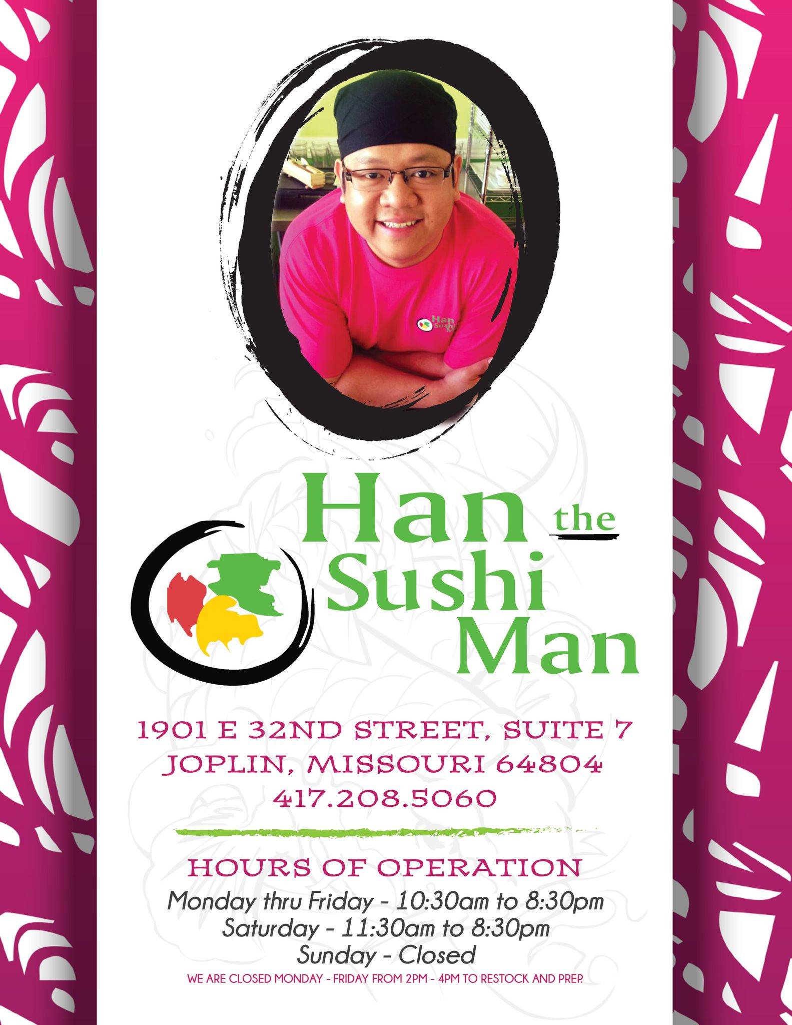 Menu at Han the Sushi Man restaurant, Joplin