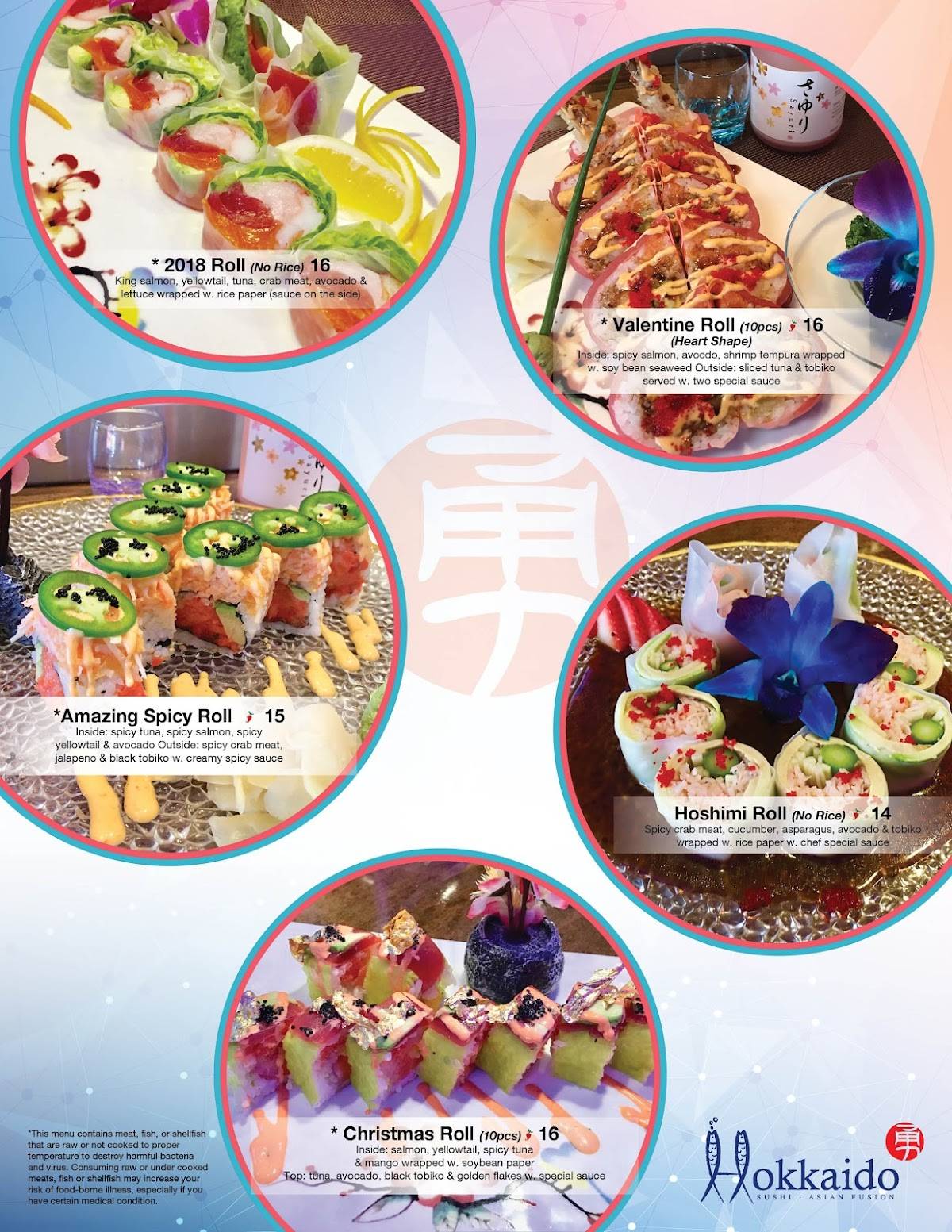 Menu at Hokkaido Sushi Asian Fusion restaurant, Mount Sinai