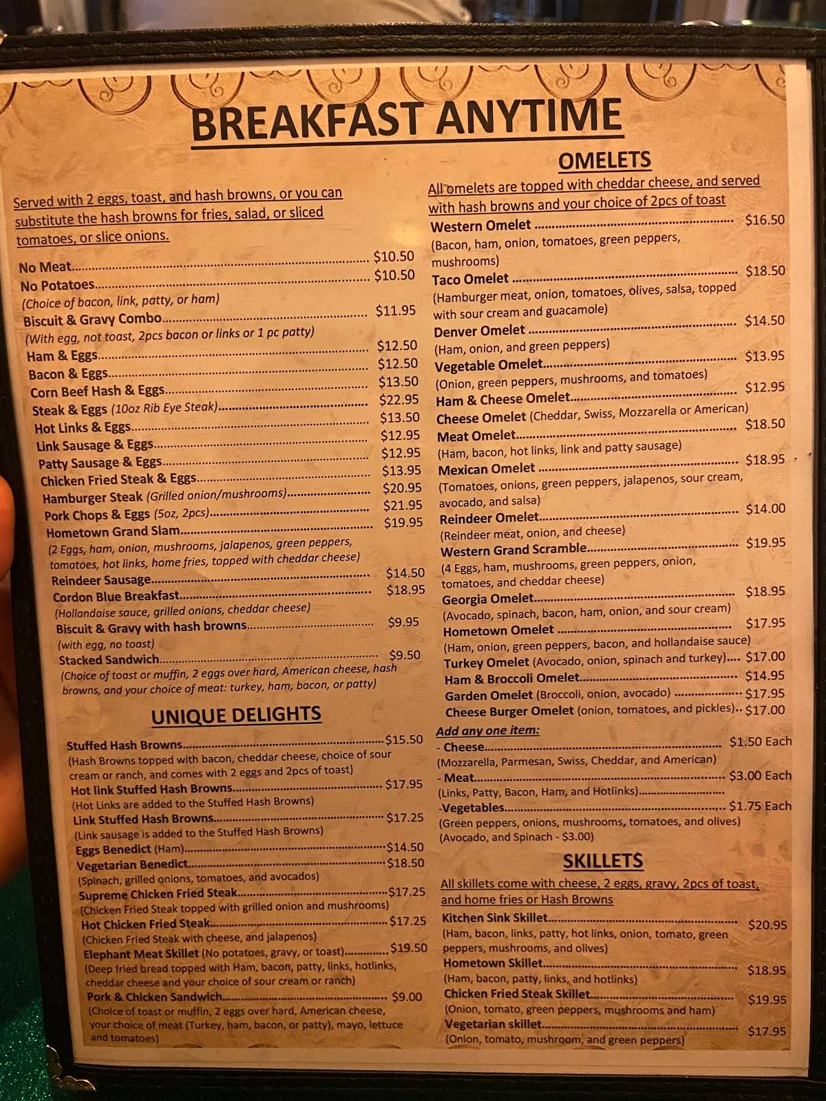 Menu at Hometown Restaurant, Fairbanks, S Cushman St