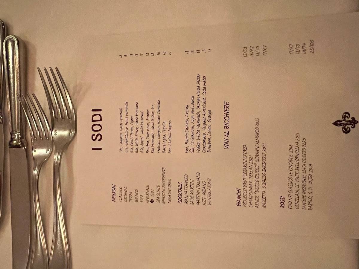 Menu at I Sodi restaurant, New York City, 314 Bleecker St