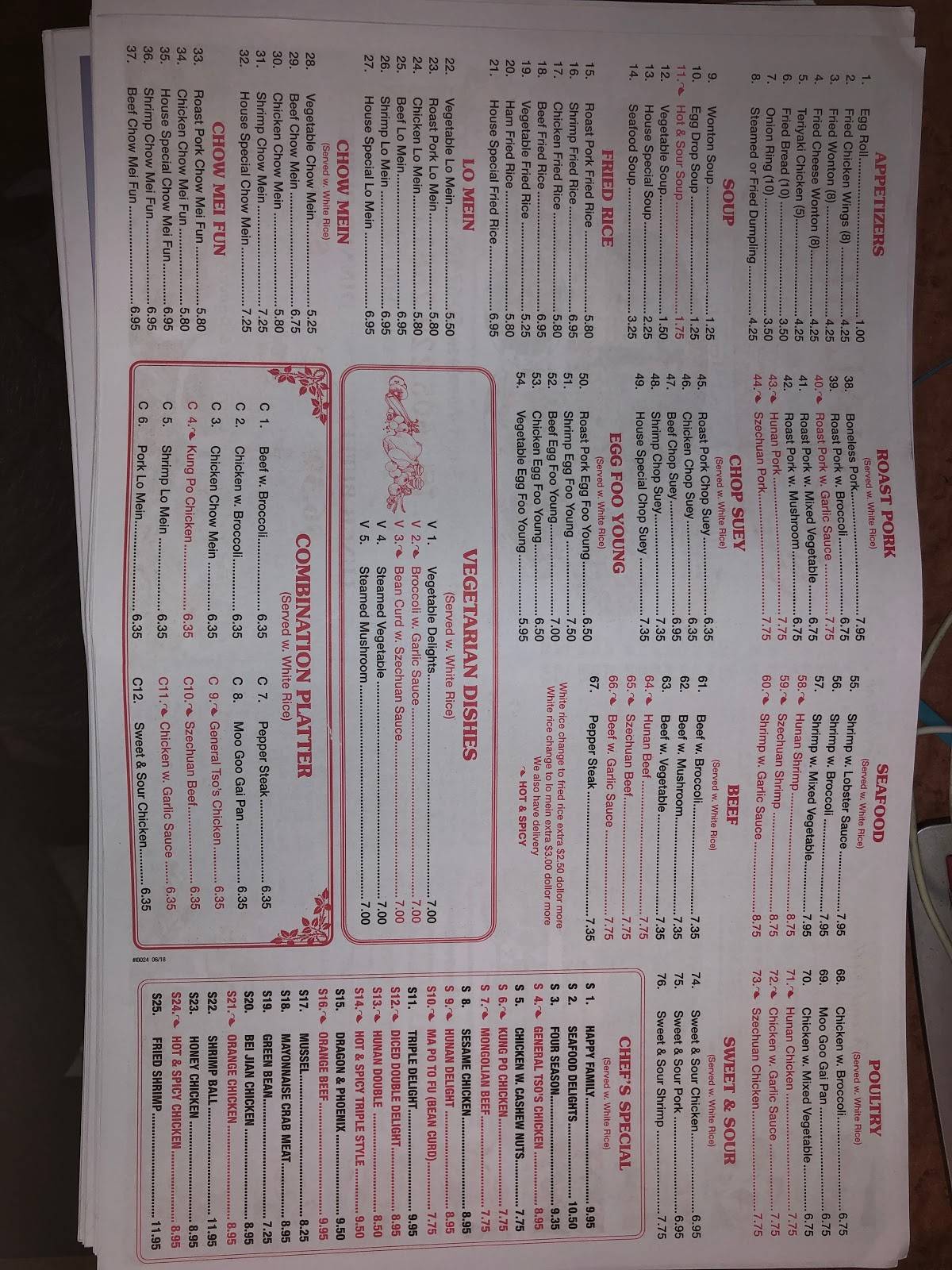 Menu at Imperial Buffet restaurant, Aberdeen