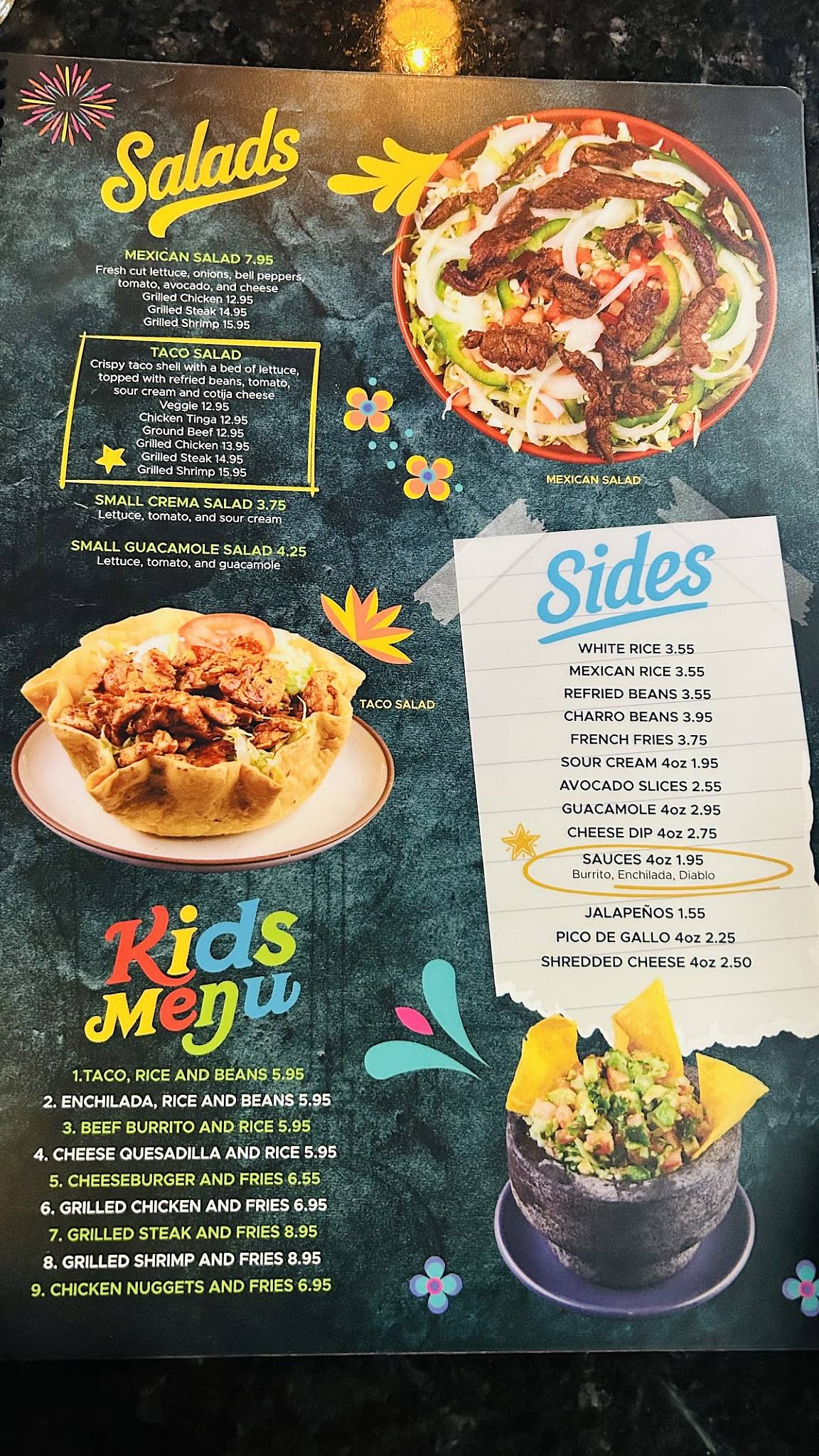 Menu at Izcalli Mexican Restaurant, Matthews
