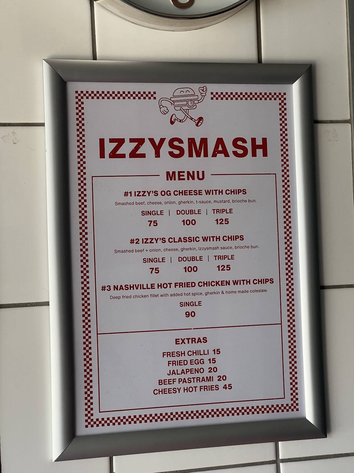 Menu at Izzyburger Wynberg restaurant, Cape Town