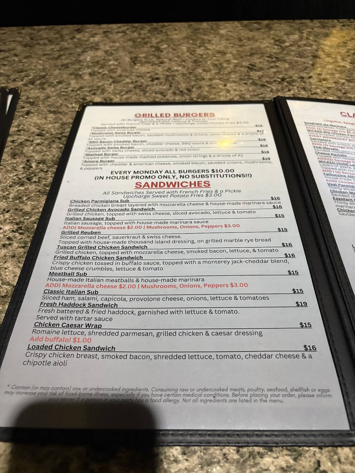 Menu at J. Anthony's Italian Grill restaurant, Auburn, 917 Southbridge St