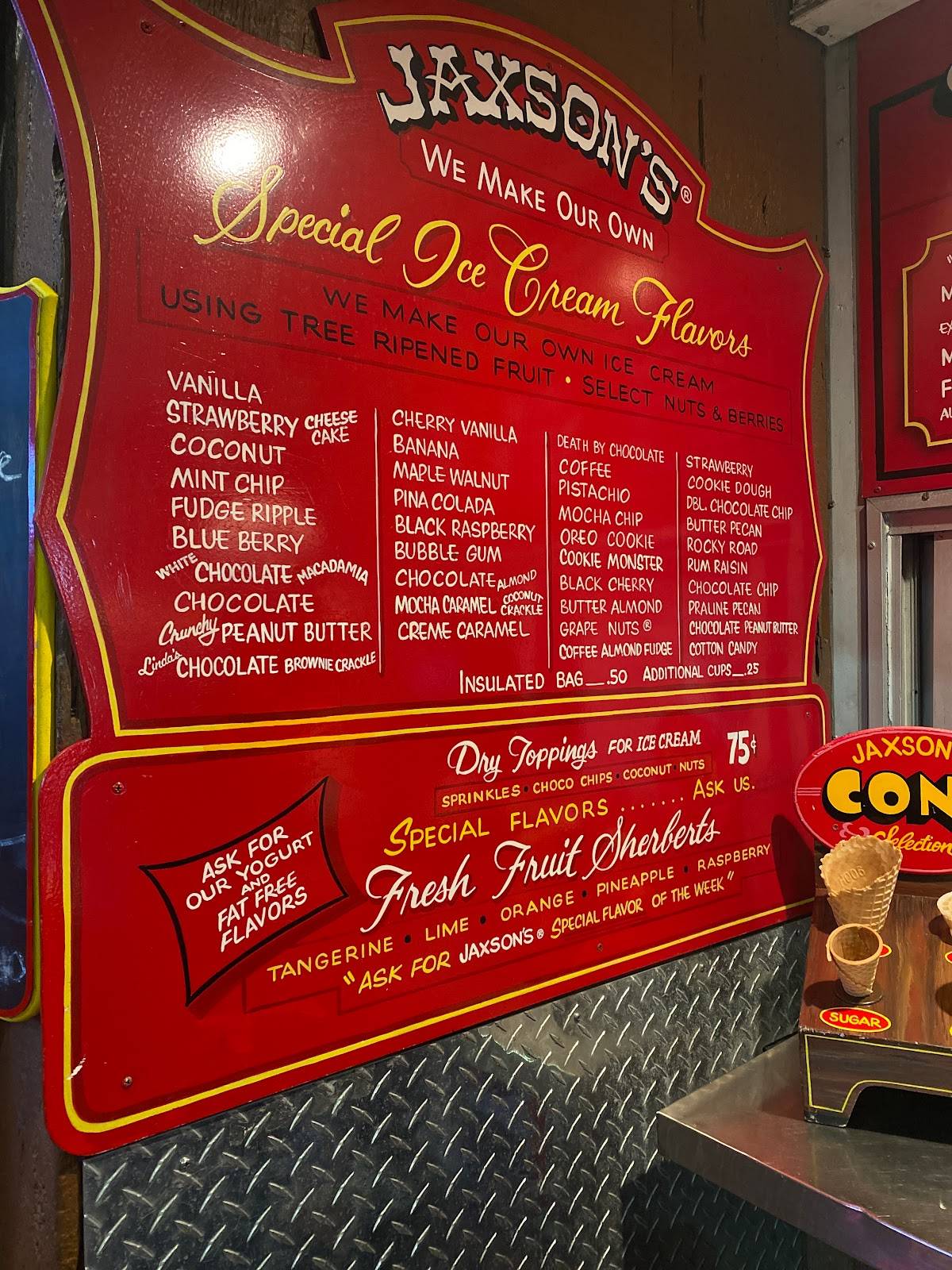 Menu at Jaxson's Ice Cream Parlor & Restaurant, Dania Beach