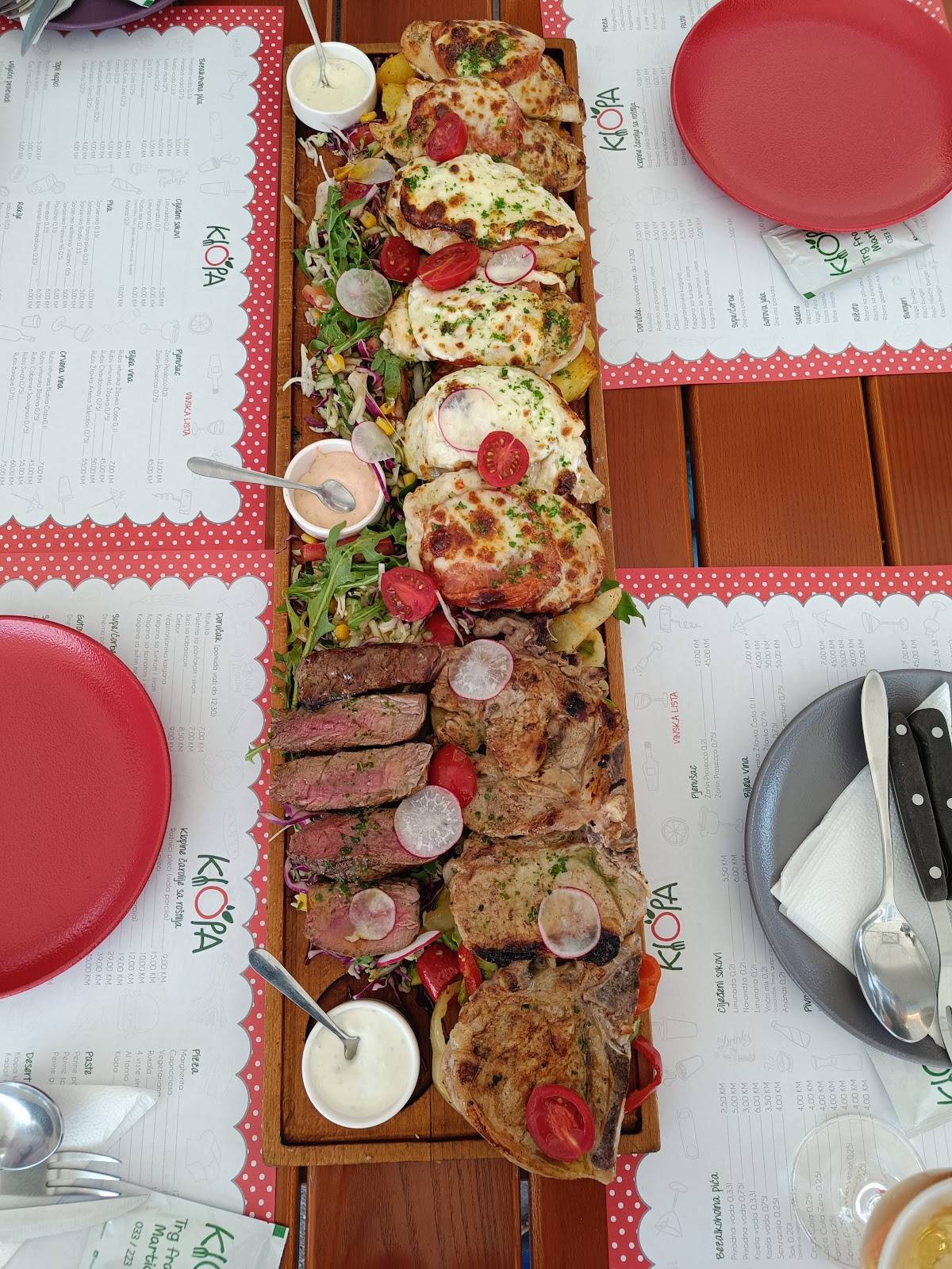 Menu at Klopa restaurant, Sarajevo