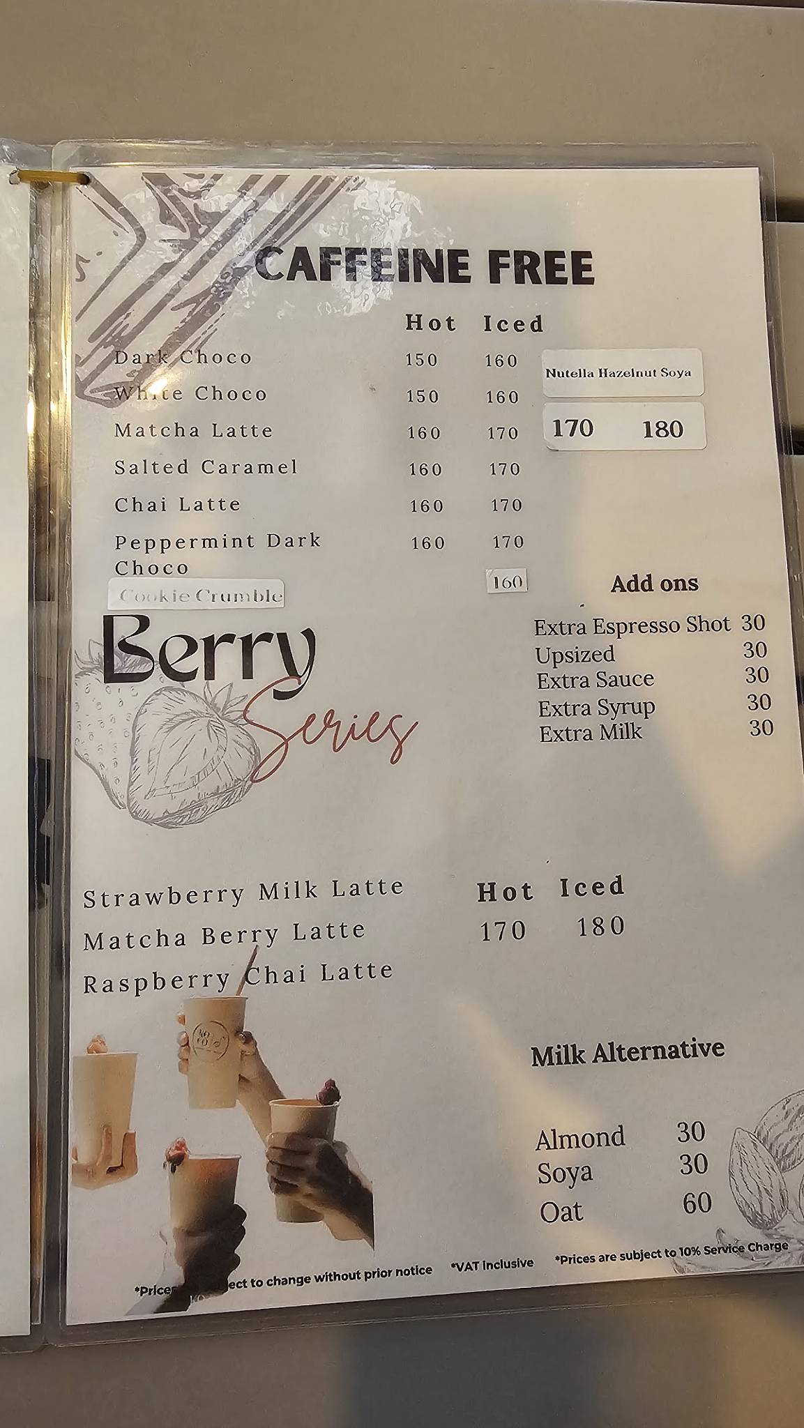 Menu at KoCo Cafe, Baguio