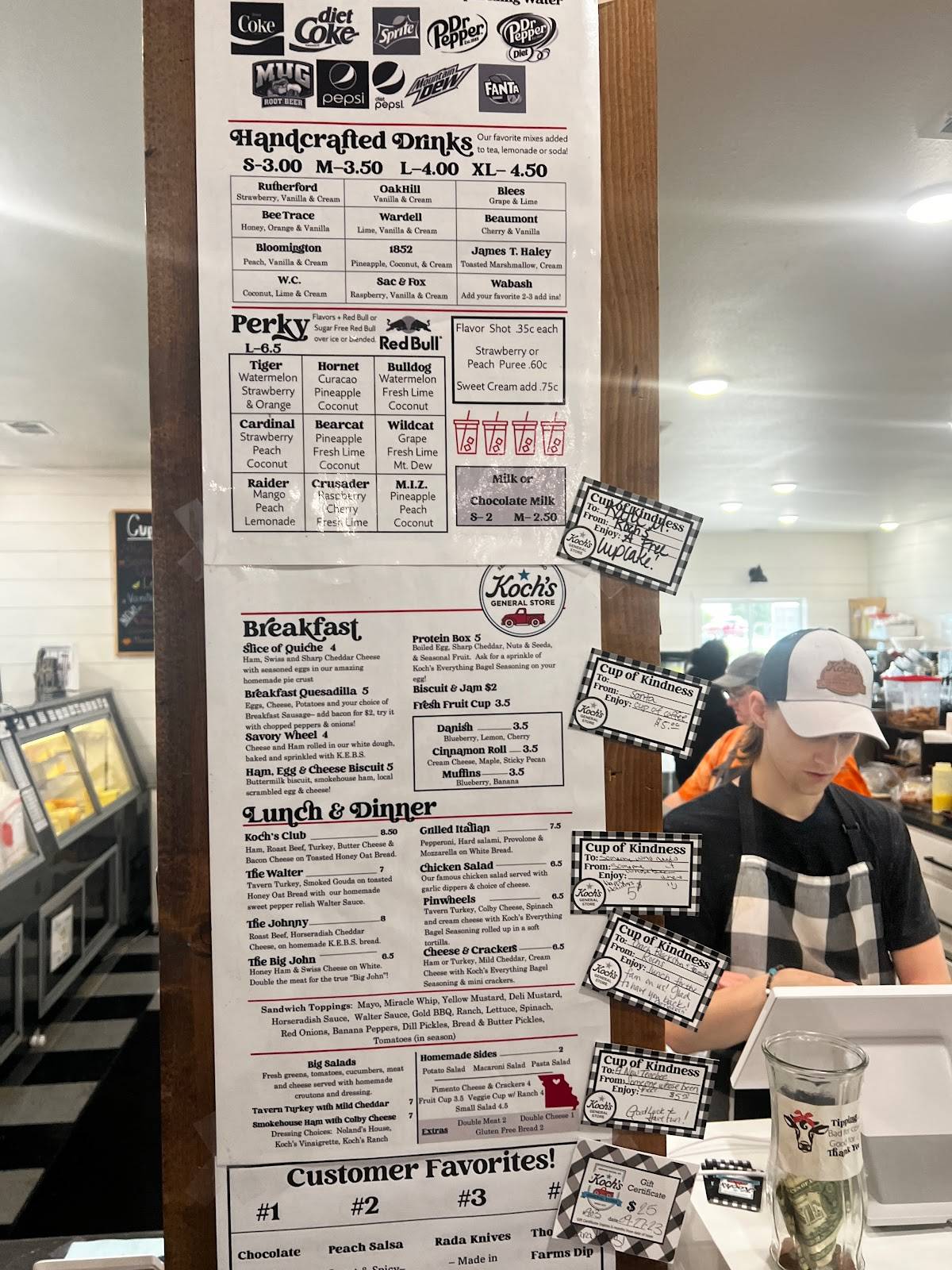 Menu at Koch's General Store restaurant, Macon