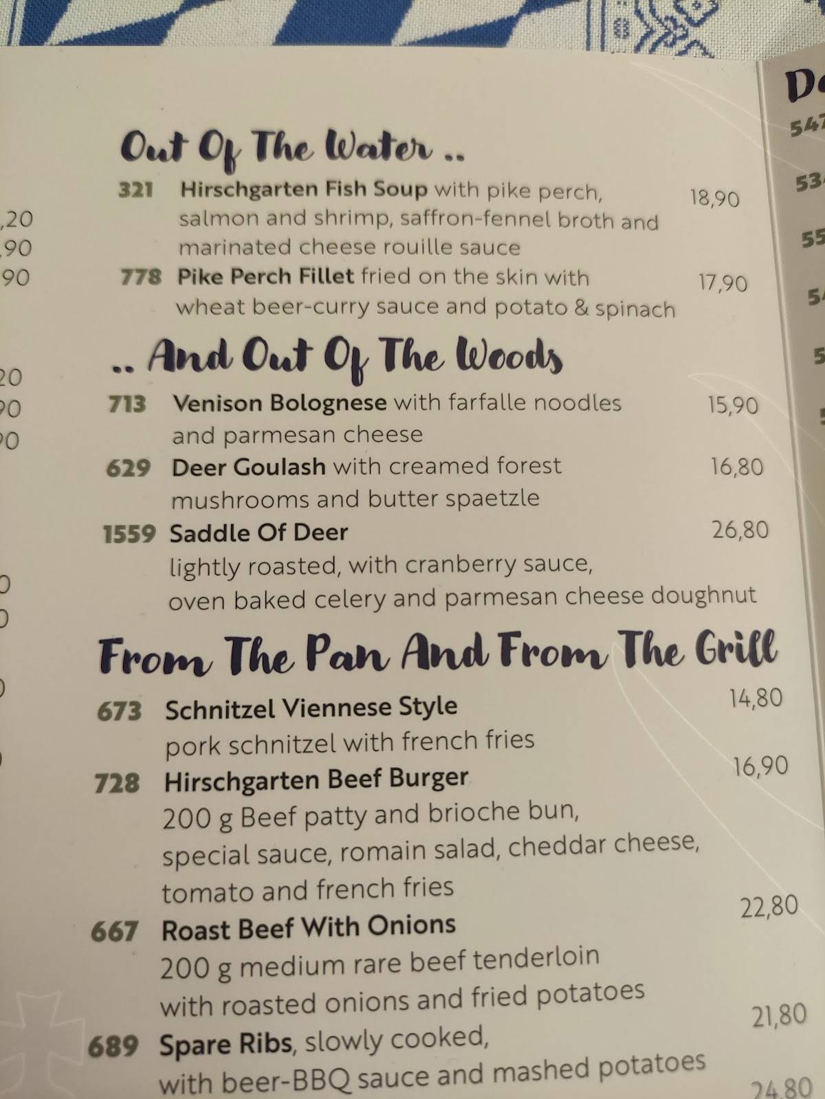 Speisekarte von Königlicher Hirschgarten restaurant, München ...