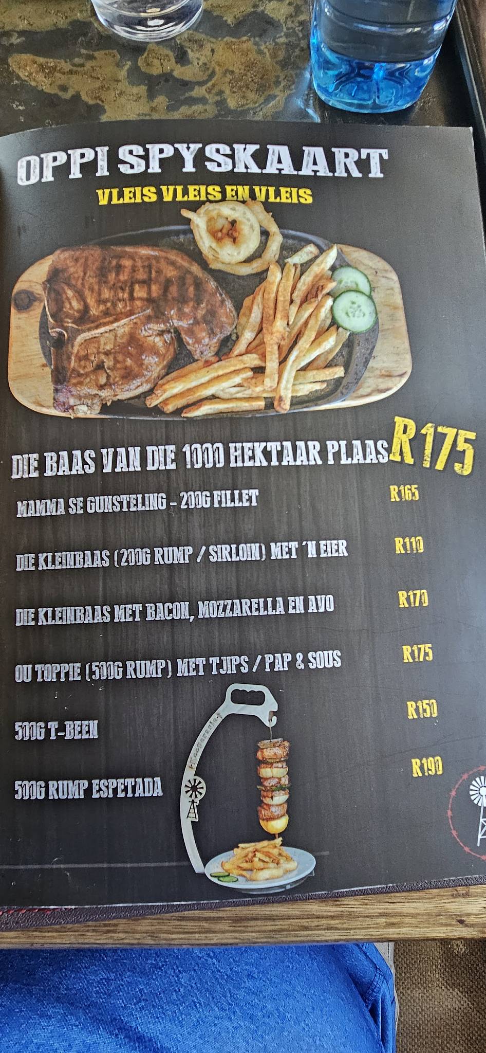 Menu at Kooperasie Kroeg & Kos restaurant, Potchefstroom
