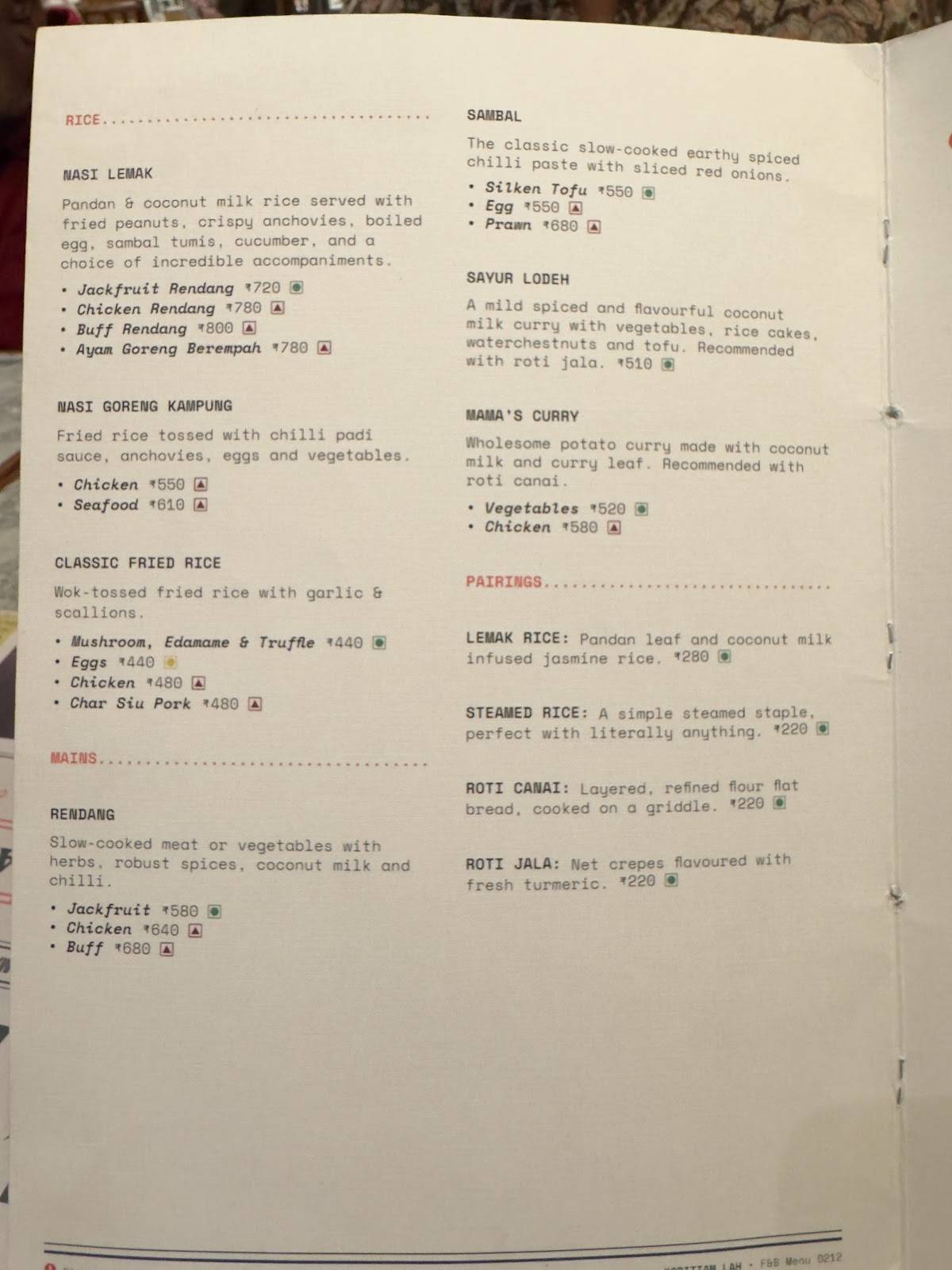 Menu at Kopitiam Lah, Bengaluru