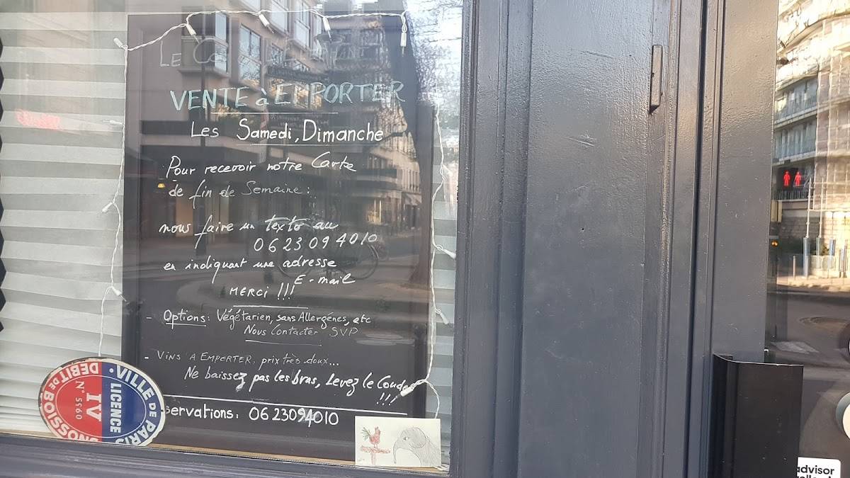 Menu au Le Coq et l’ Elephant restaurant, Paris
