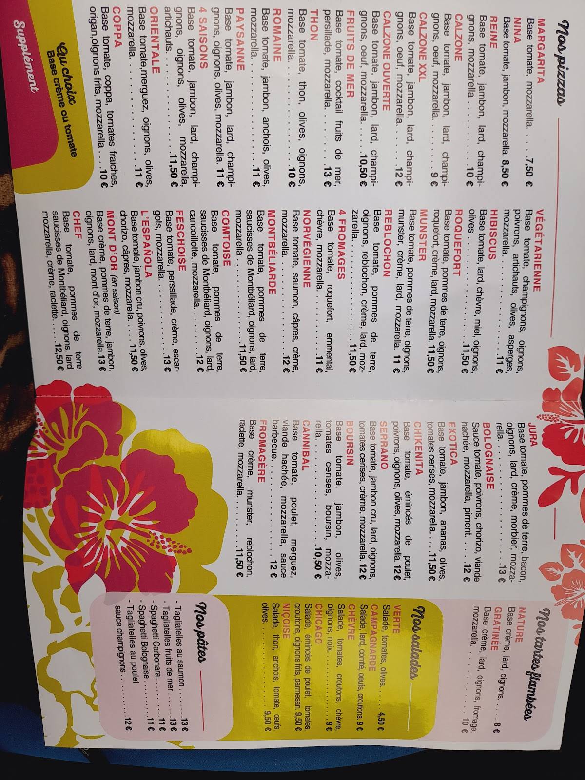 Menu au L'Hibiscus restaurant, Beaucourt, 9 Rue Charles de Gaulle