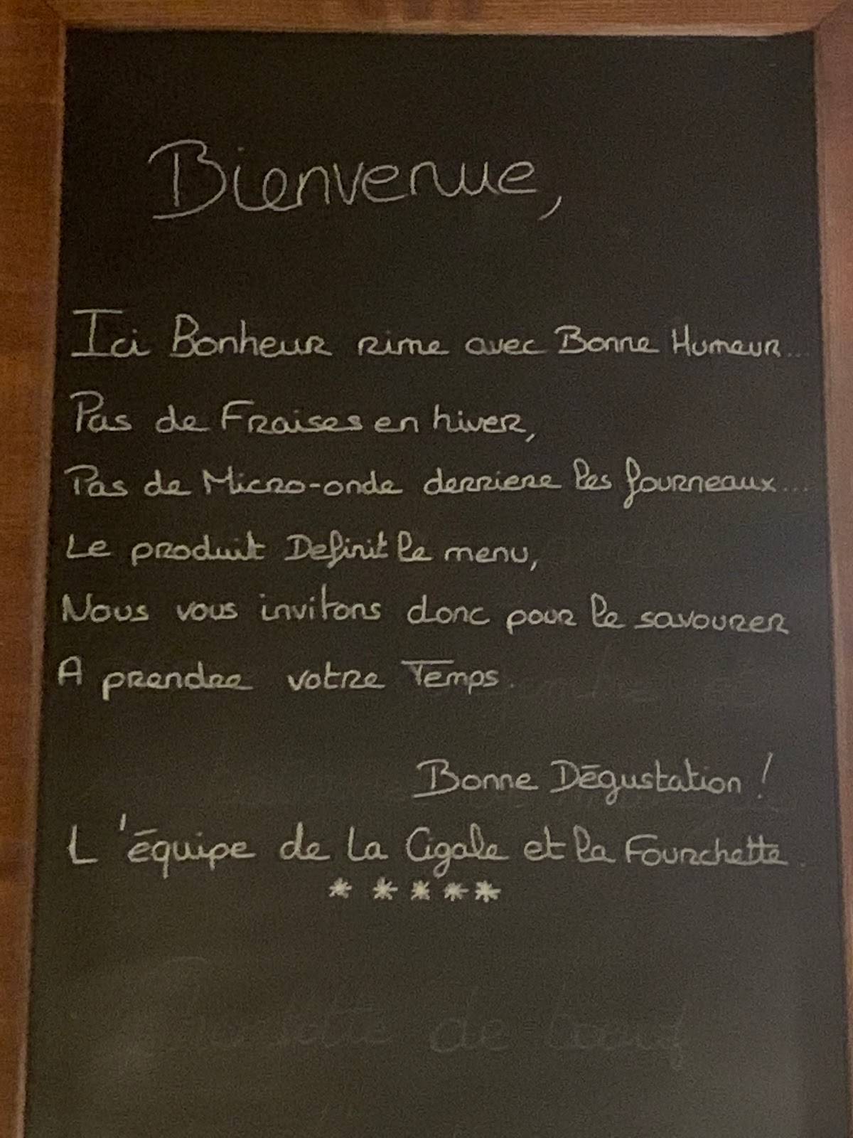 Menu au La Cigale Et La Fourchette restaurant, Larnas