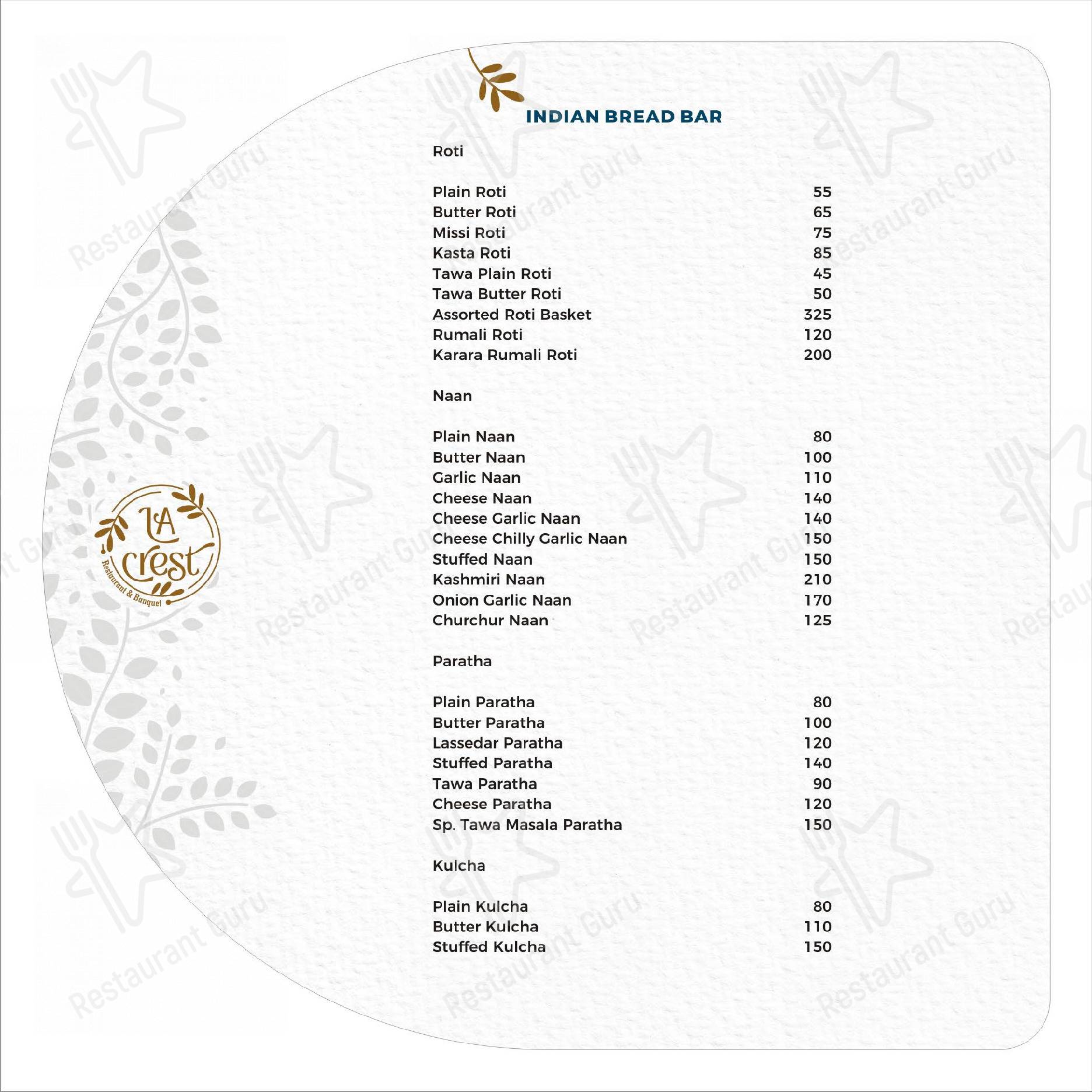 Menu at La Crest Restaurant & Banquet, Gandhinagar