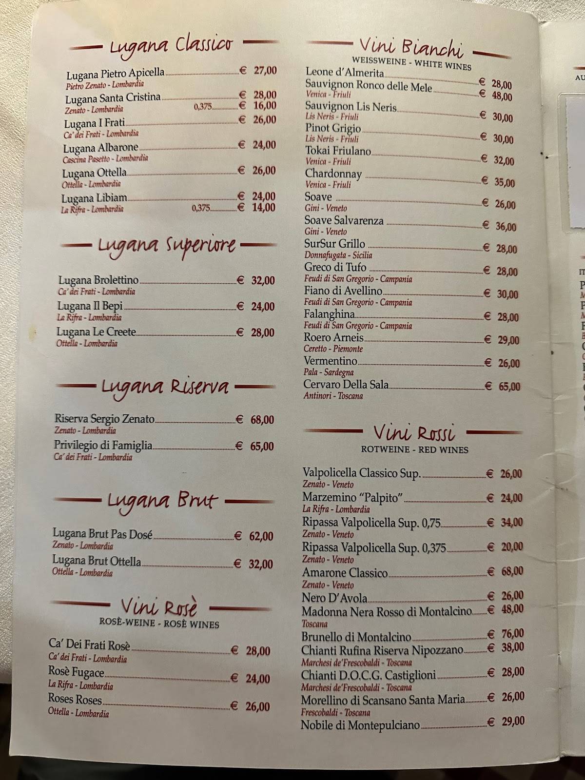 Menu da La Foresta Ristorante, Sirmione