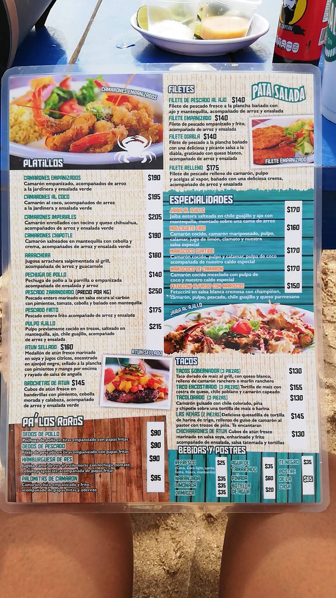 Carta del restaurante La Jaiba Pata Salada, Mazatlán