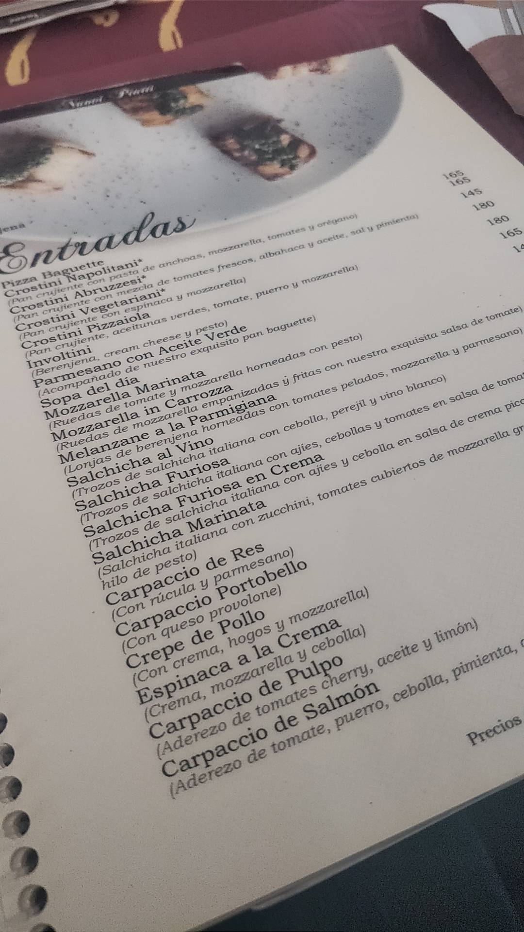 Carta del restaurante La Locanda, Santo Domingo, F3H9+CHR