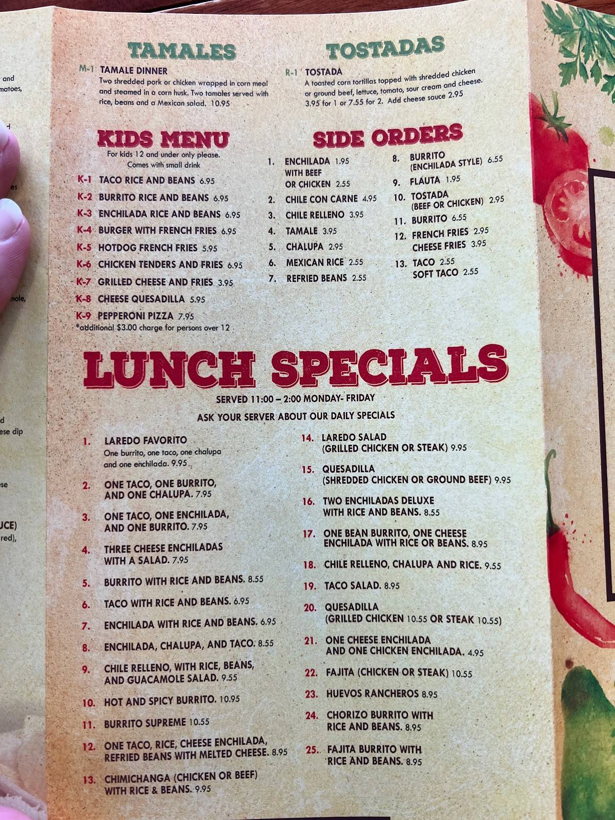 Menu at Laredo Mexican Restaurant, Lake Butler