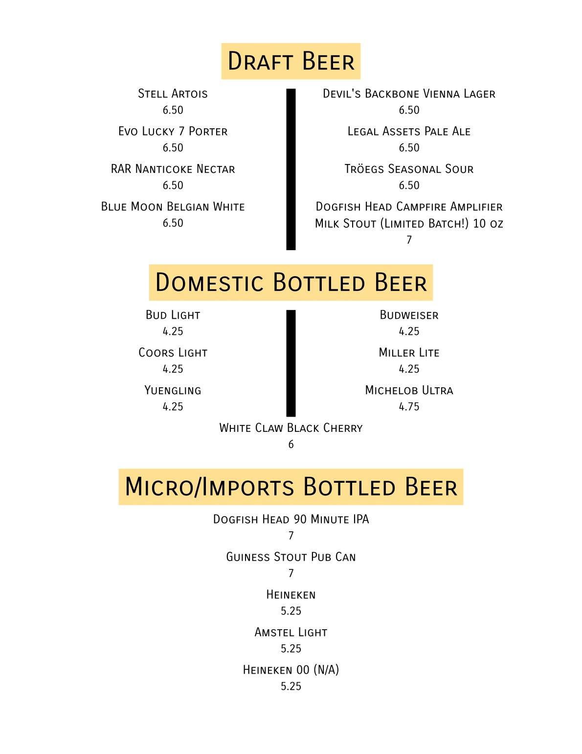 Menu at Legal Assets Craft Food & Spirits restaurant, Easton