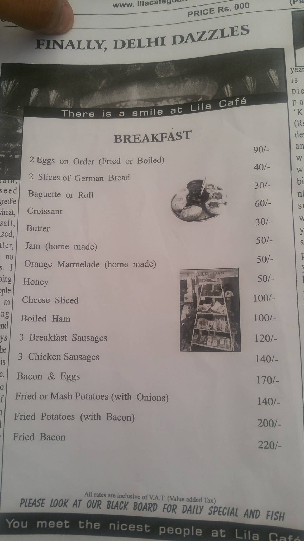 Menu at Lila Cafe, Arpora, HQP5+GPR